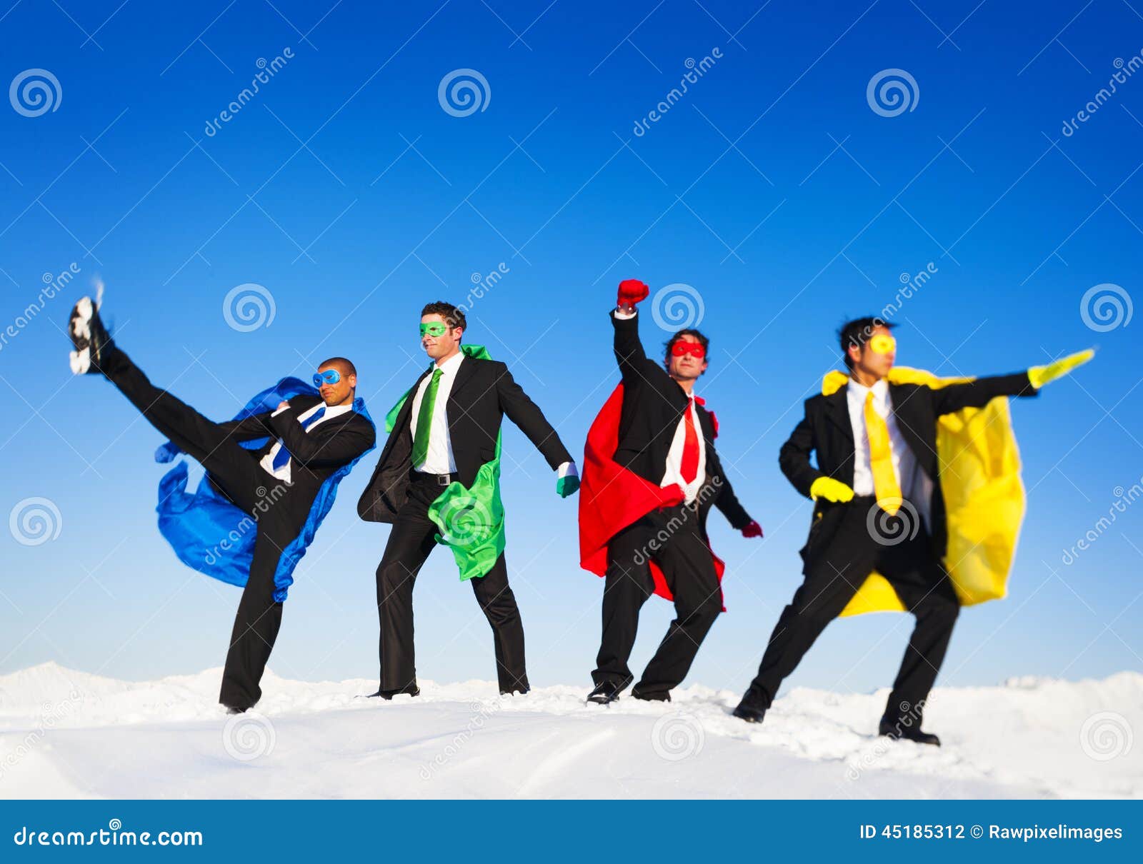 Group of Superhero on the Snow Stock Photo - Image of disgust ...