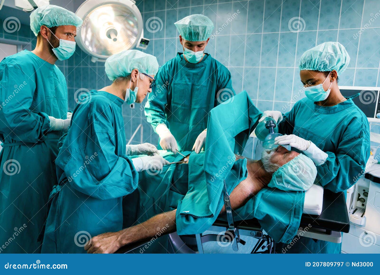 Group of Surgeon Doctor Team at Work in Operating Room. Stock Image ...