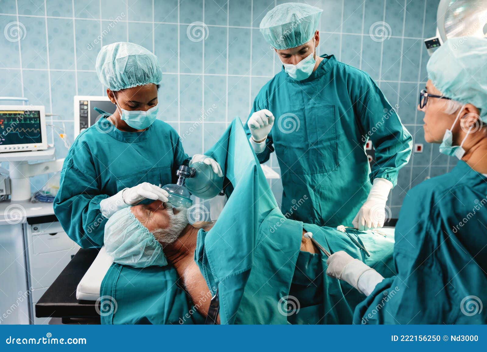 Group of Surgeon Team at Work in Operating Room in Hospital Stock Photo ...
