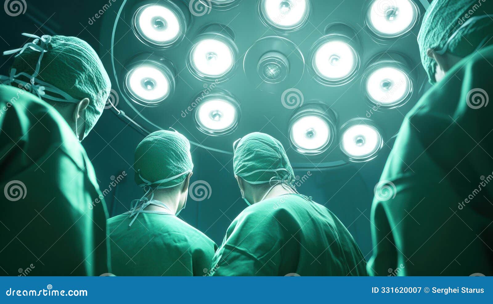 A Group Of Surgeons In A Hospital Room With Surgical Tools, AI Royalty ...