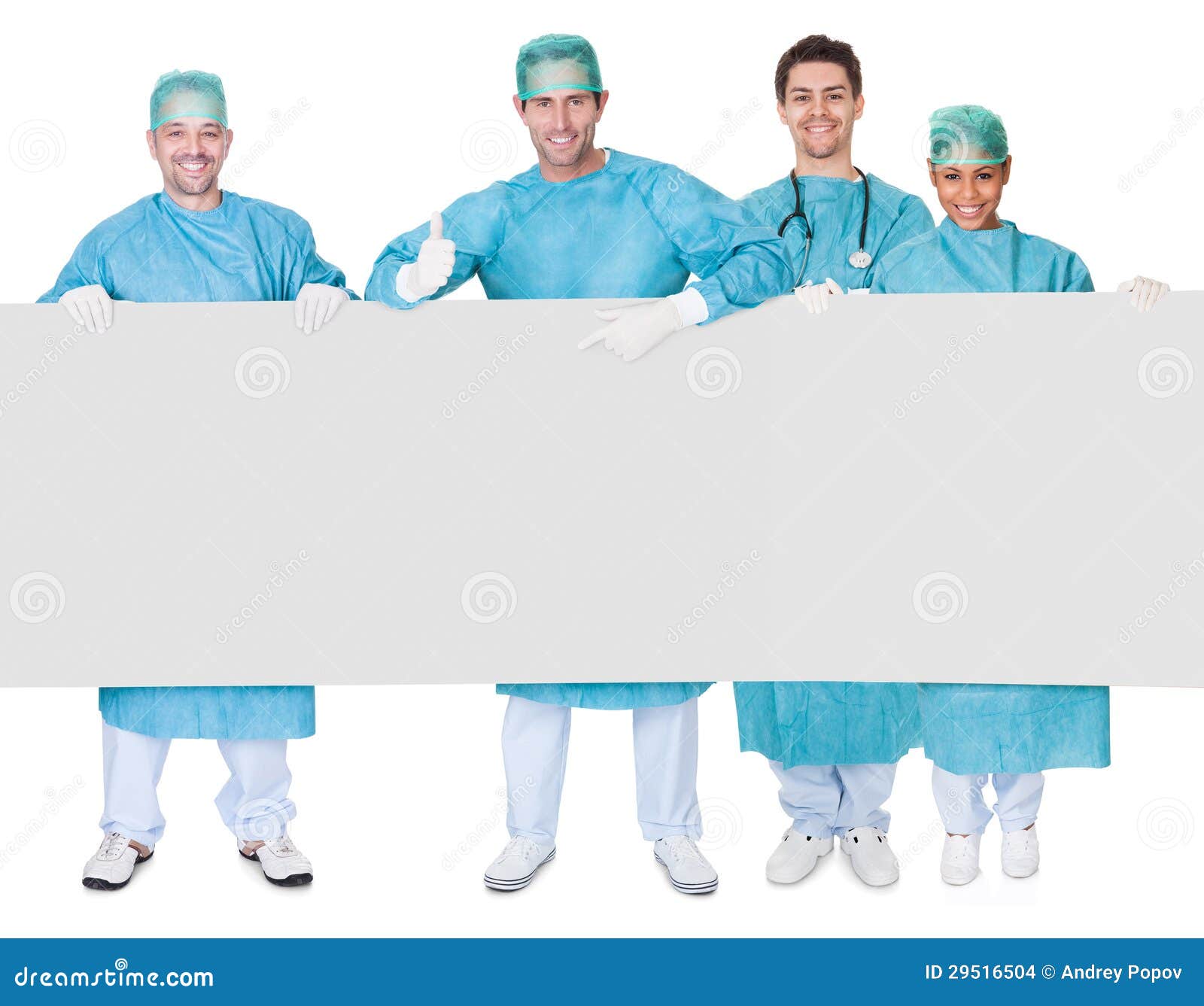 Group of Surgeons Presenting Empty Banner Stock Photo - Image of ...