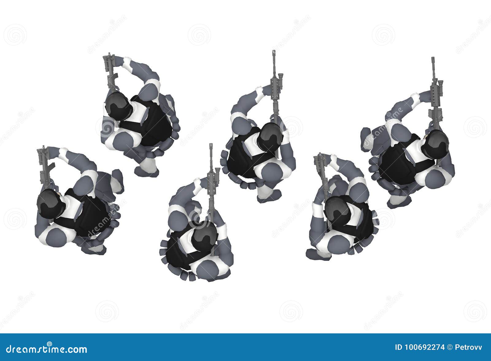 Group swat top view stock illustration. Illustration of soldier - 100692274