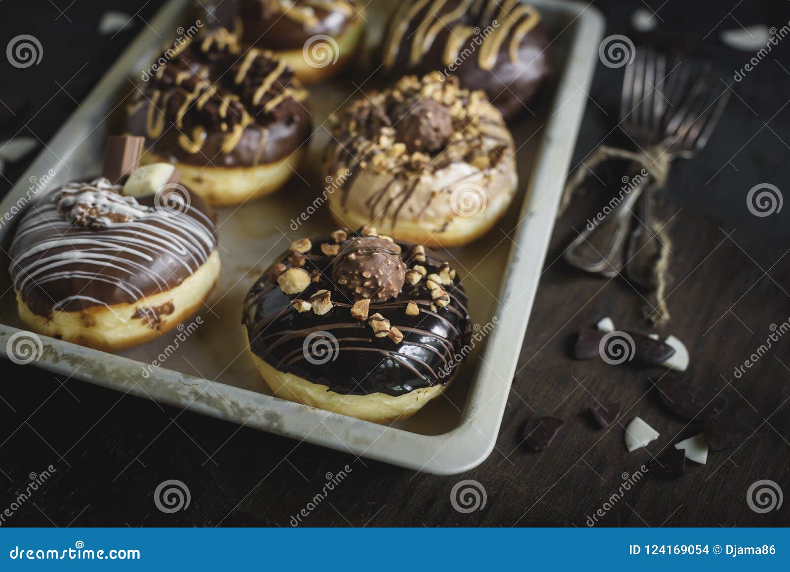 Group of sweet donuts stock photo. Image of frosting - 124169054