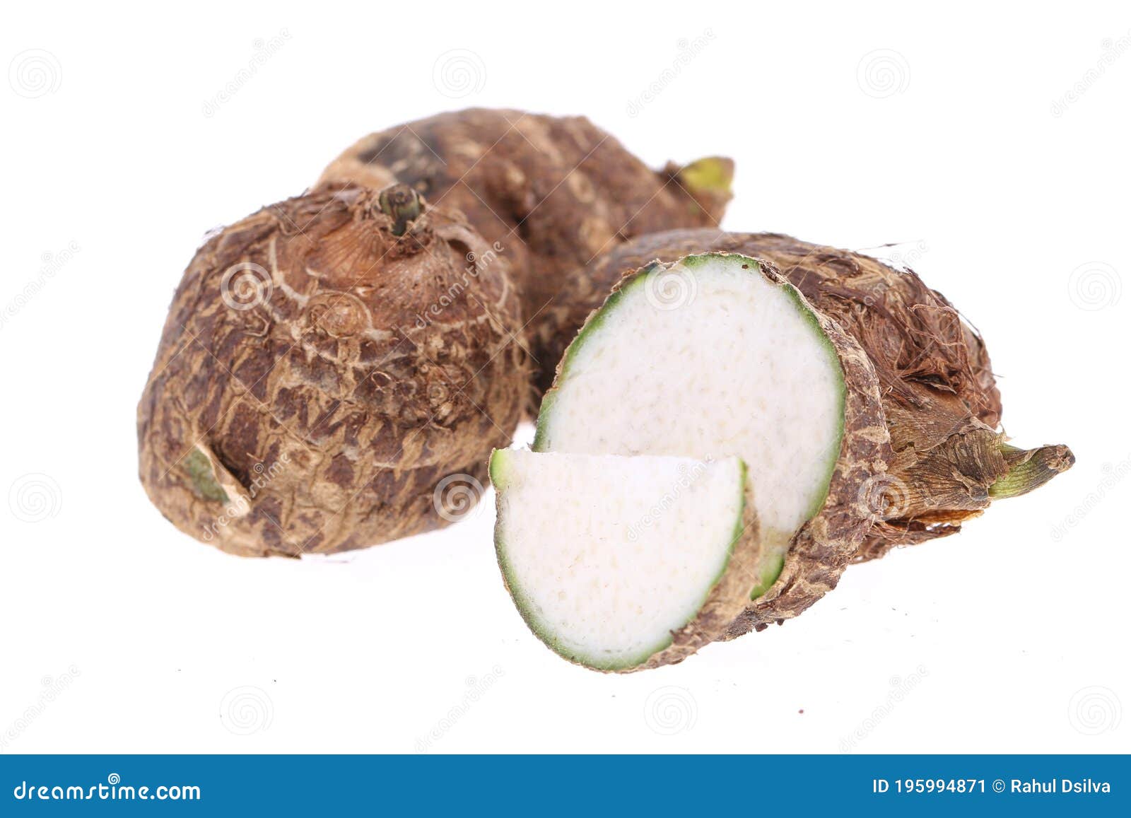Group of Sweet Taro Root Isolated on White Background Arbi or Aravi ...