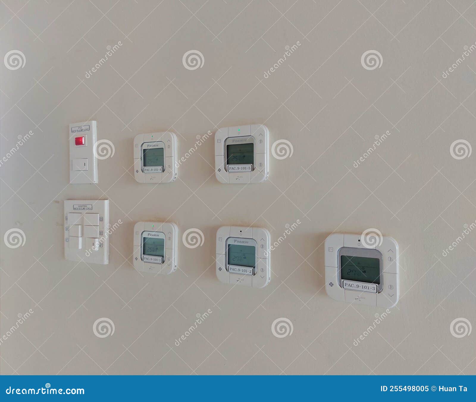 A Group of Switch for Lighting and Air Conditioning Conditioner ...