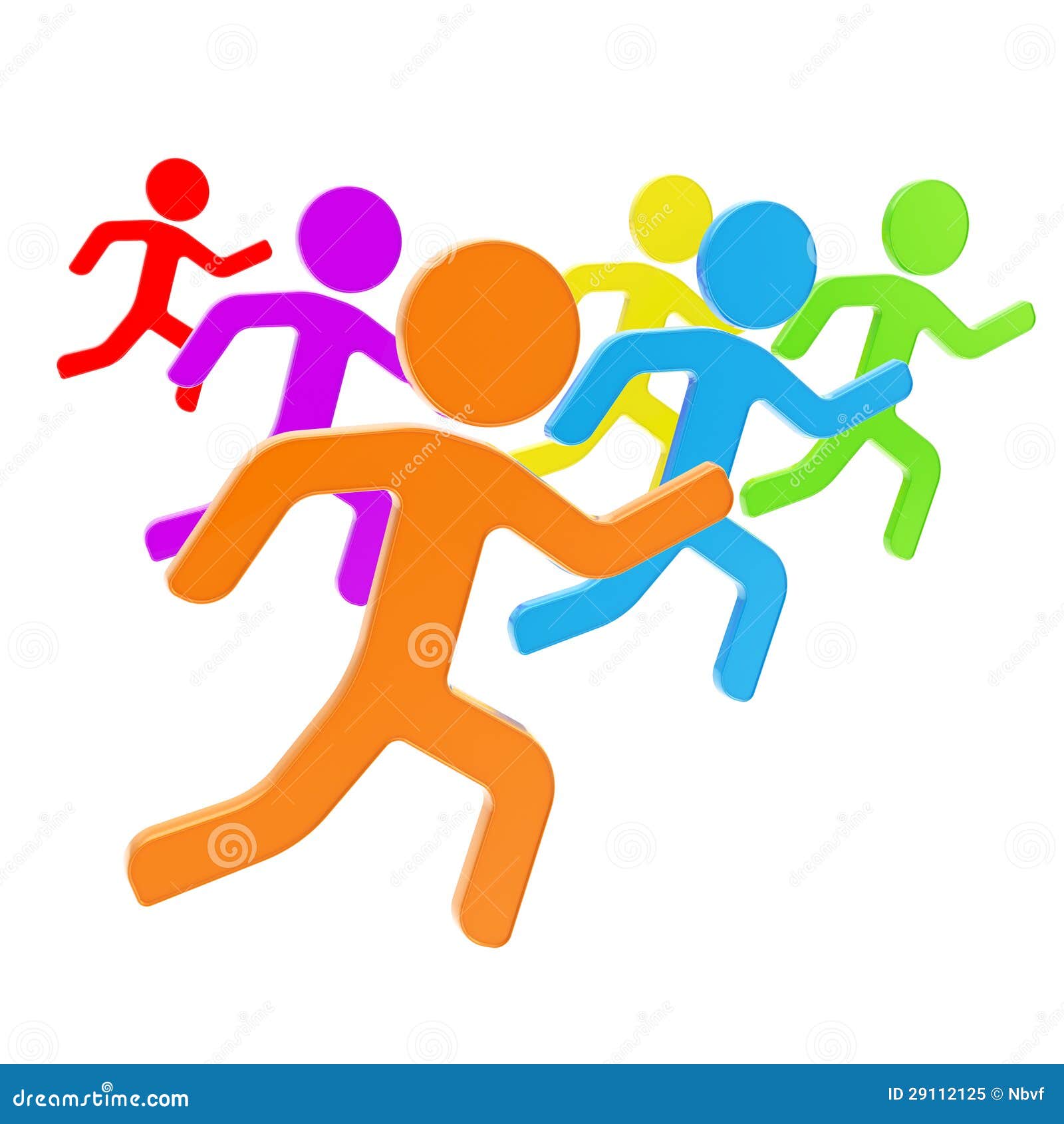 Group of Symbolic Human Figures Running for the Leader Stock ...