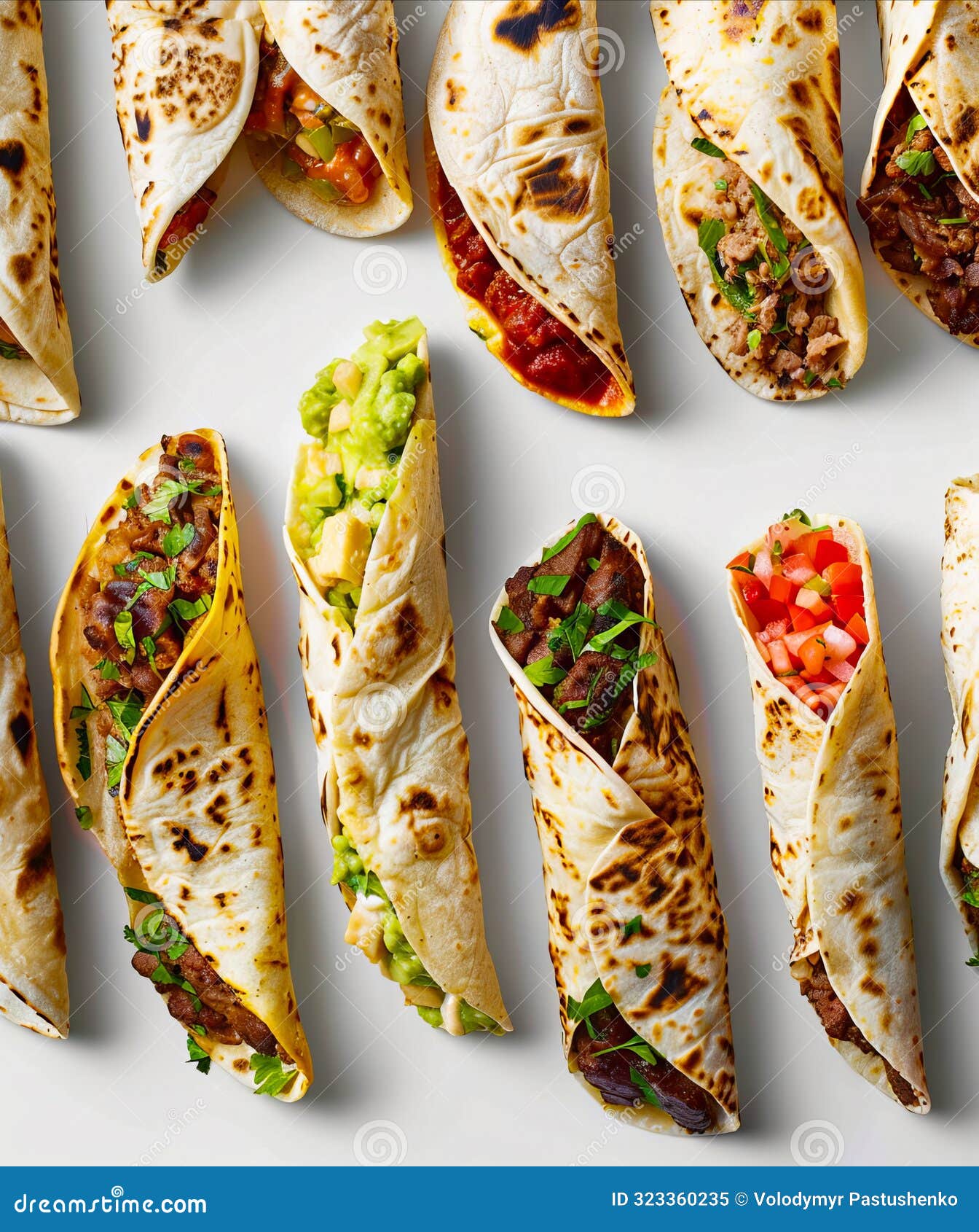 A Group of Tacos with Different Toppings Stock Image - Image of fast ...