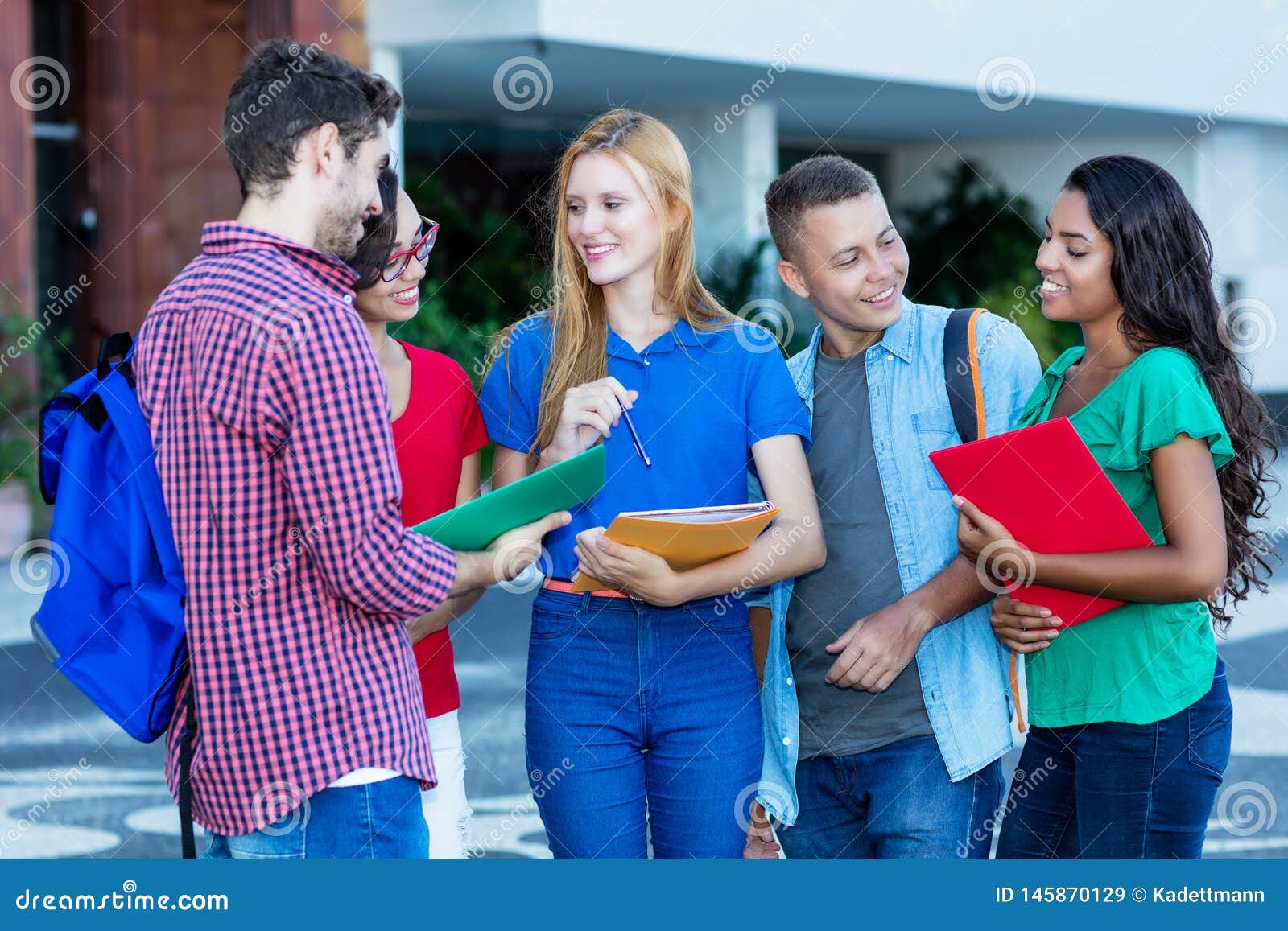 Group of Talking Students at Campus Stock Image - Image of hipster ...