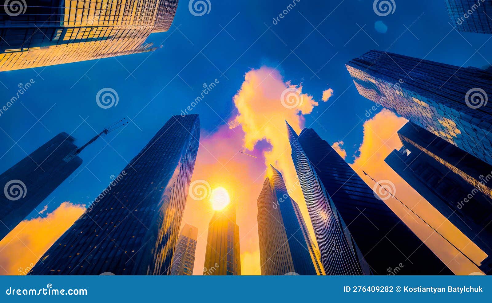 Group of Tall Buildings with the Sun Setting in the Middle of Them ...