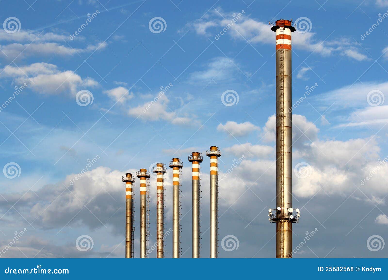 Group of Tall Chimney from Steel Factory Under Sky Stock Photo - Image ...