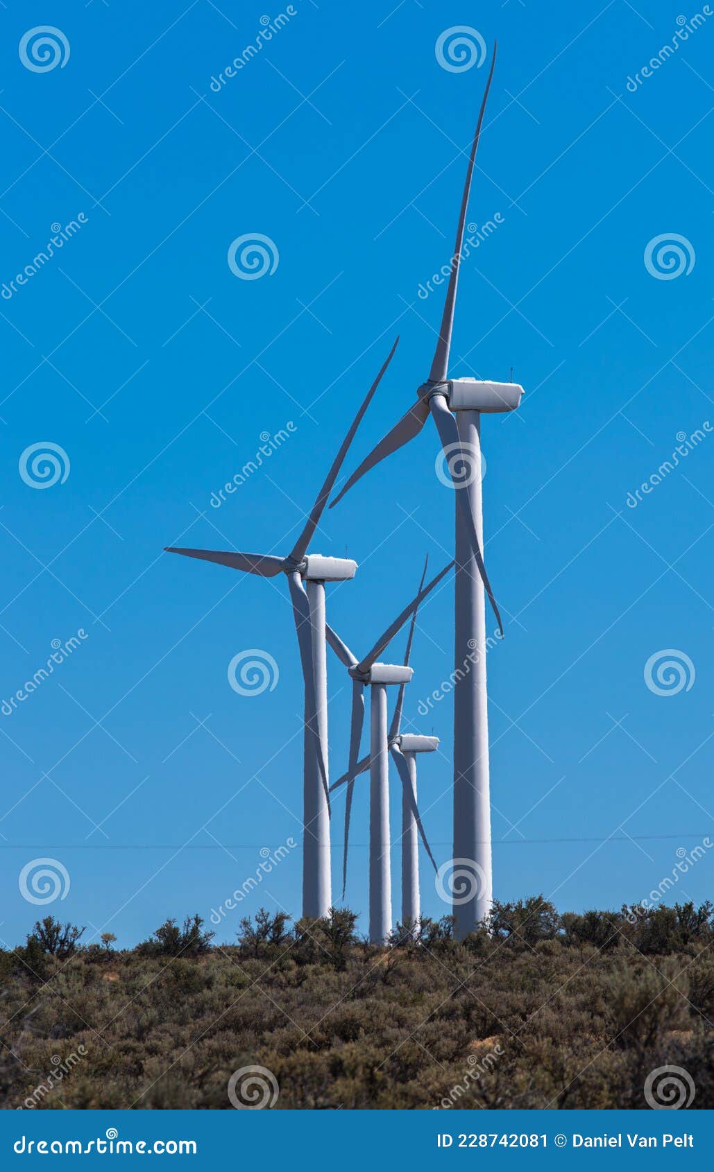 Group of Tall Wind Turbines Stock Image - Image of structure, blue ...