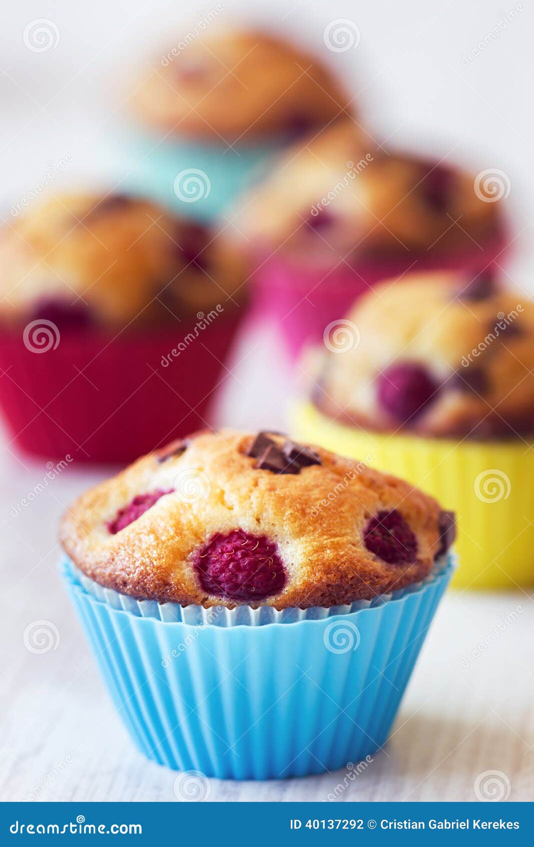 Group of Tasty Muffins Placed on Table Stock Photo - Image of berries ...
