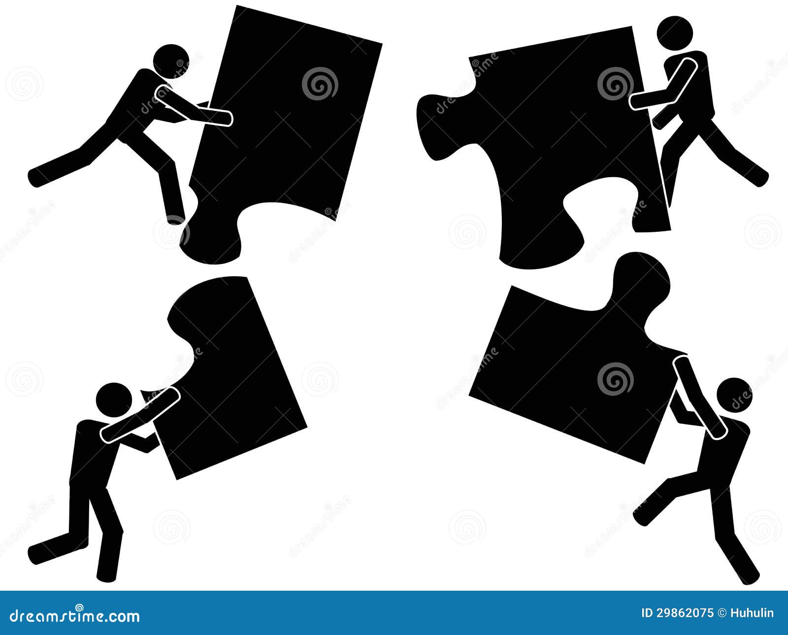 Teamwork with jigsaw stock vector. Illustration of people - 29862075