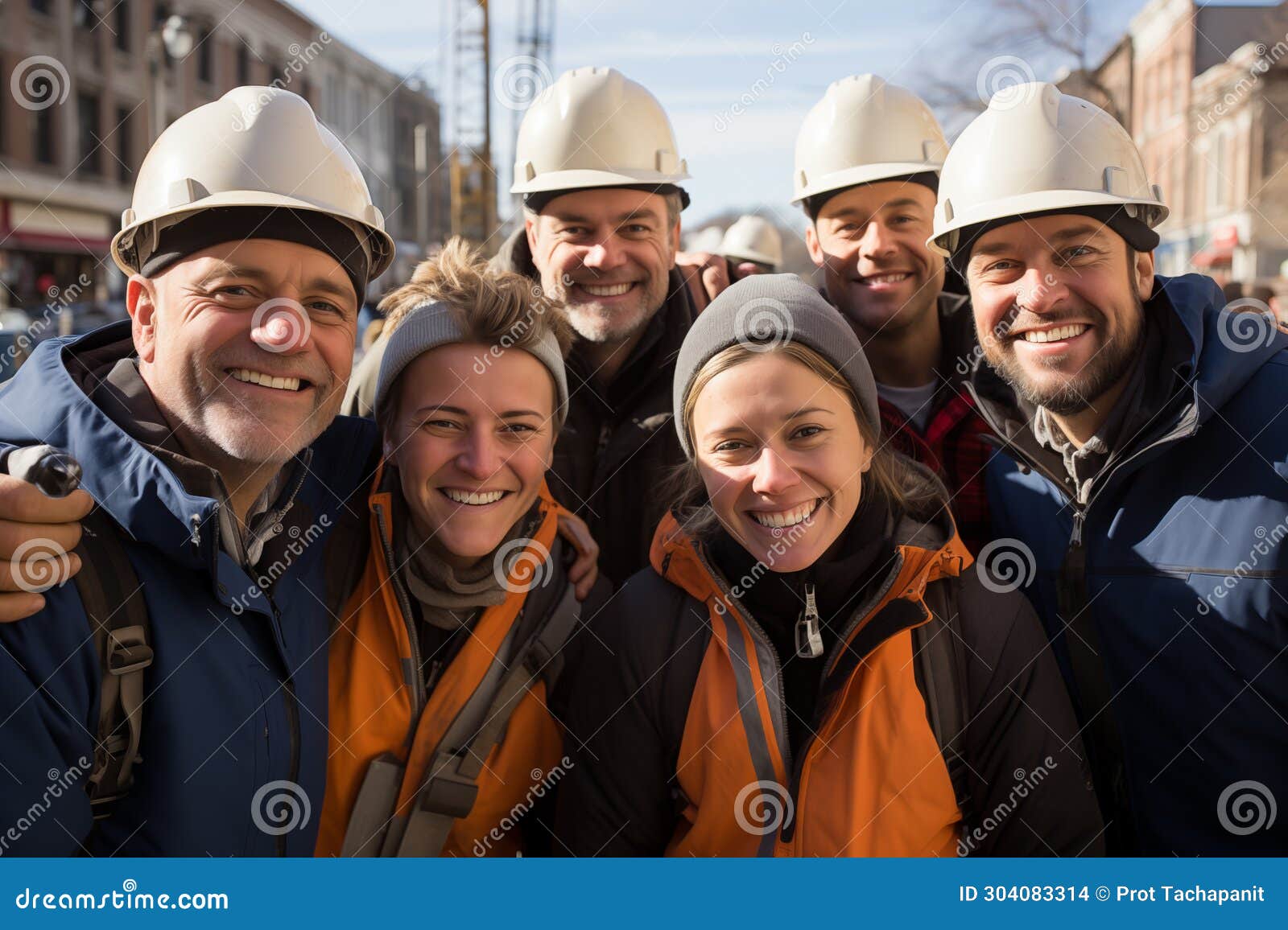 Group Teamwork Architects Wearing Safety Uniforms and Helmets ...