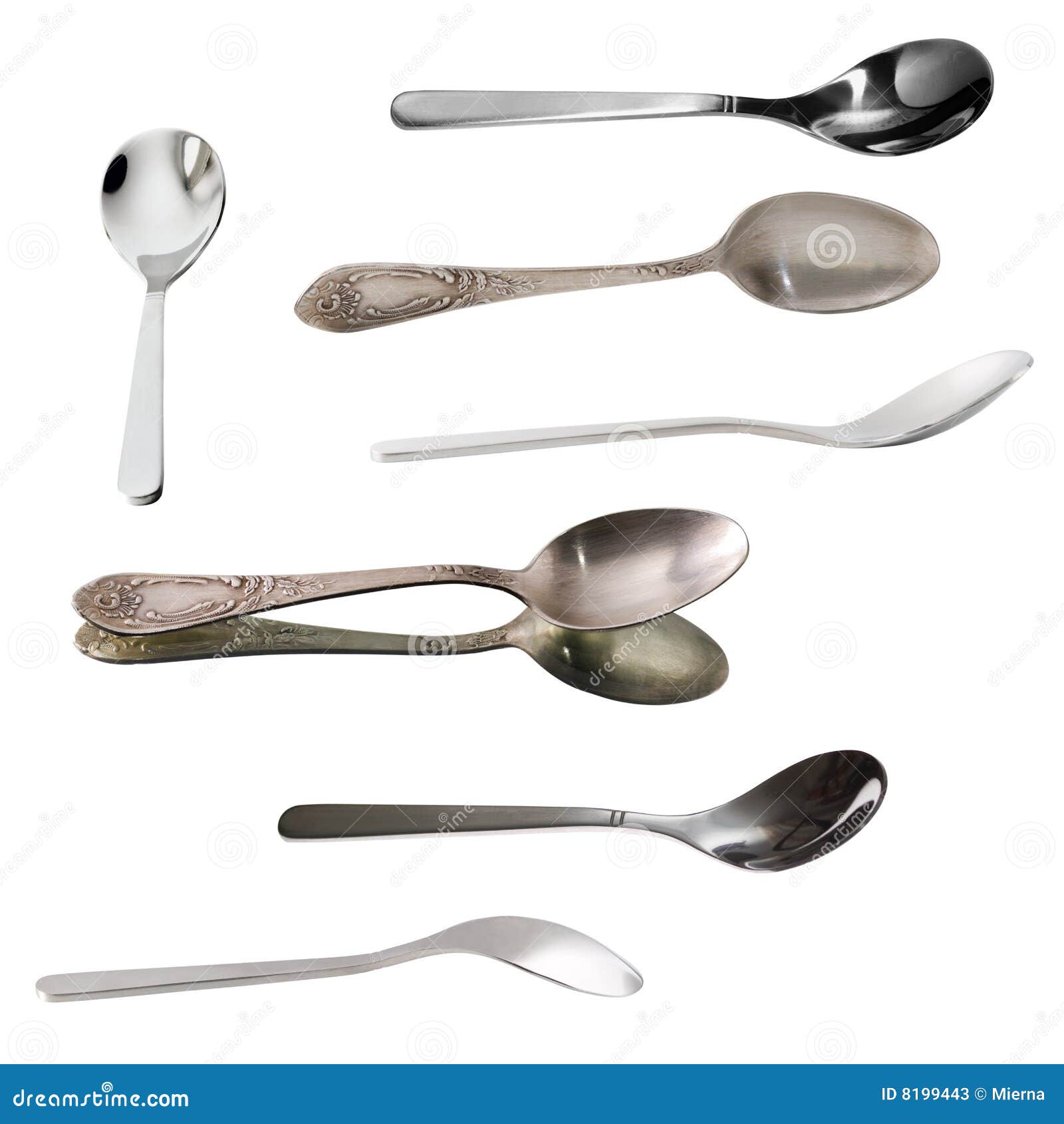 Group of Teaspoons Isolated Over White Stock Image - Image of side ...