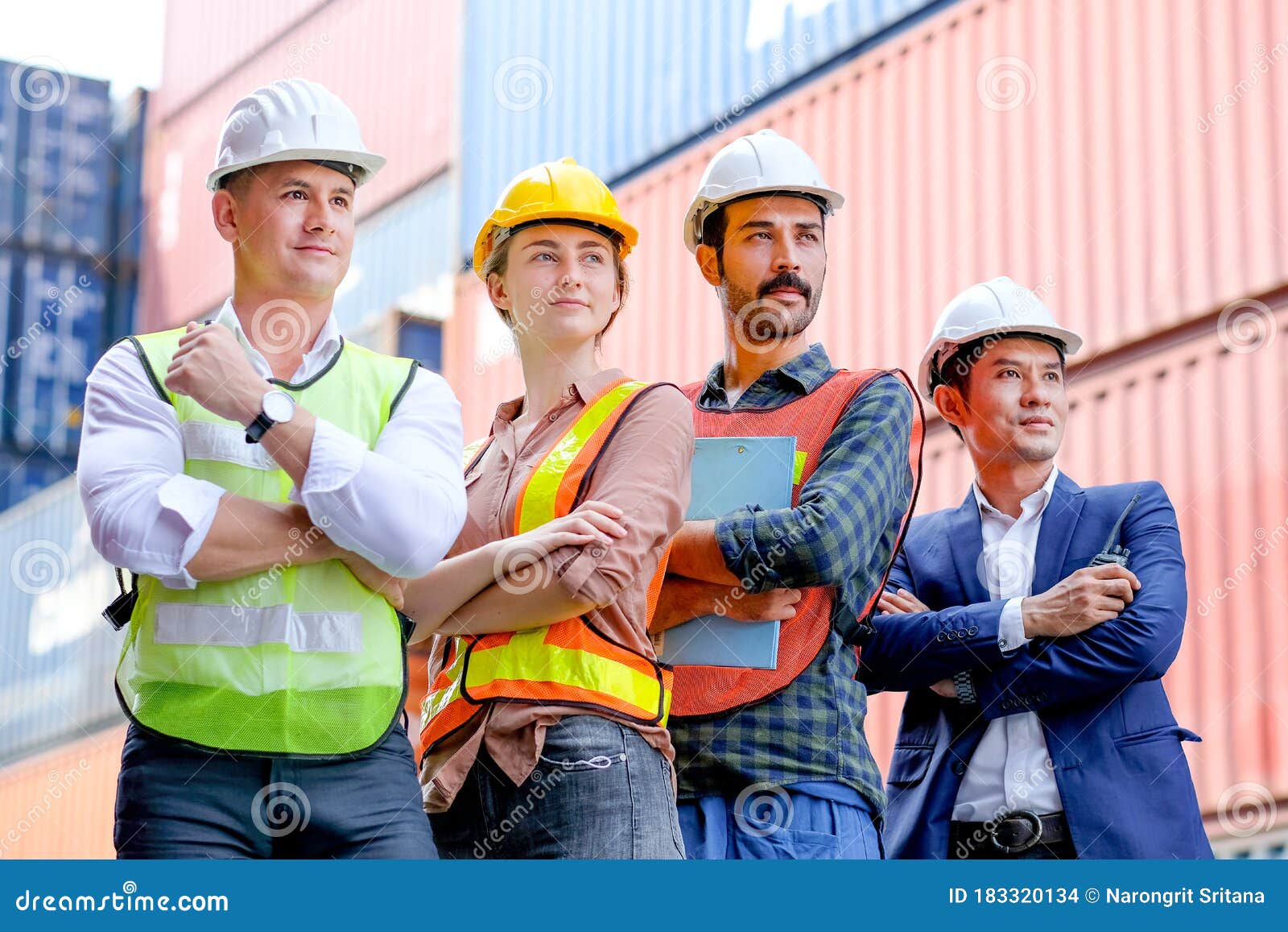 Group of Technician or Engineer Worker Stand with Confident Action or ...