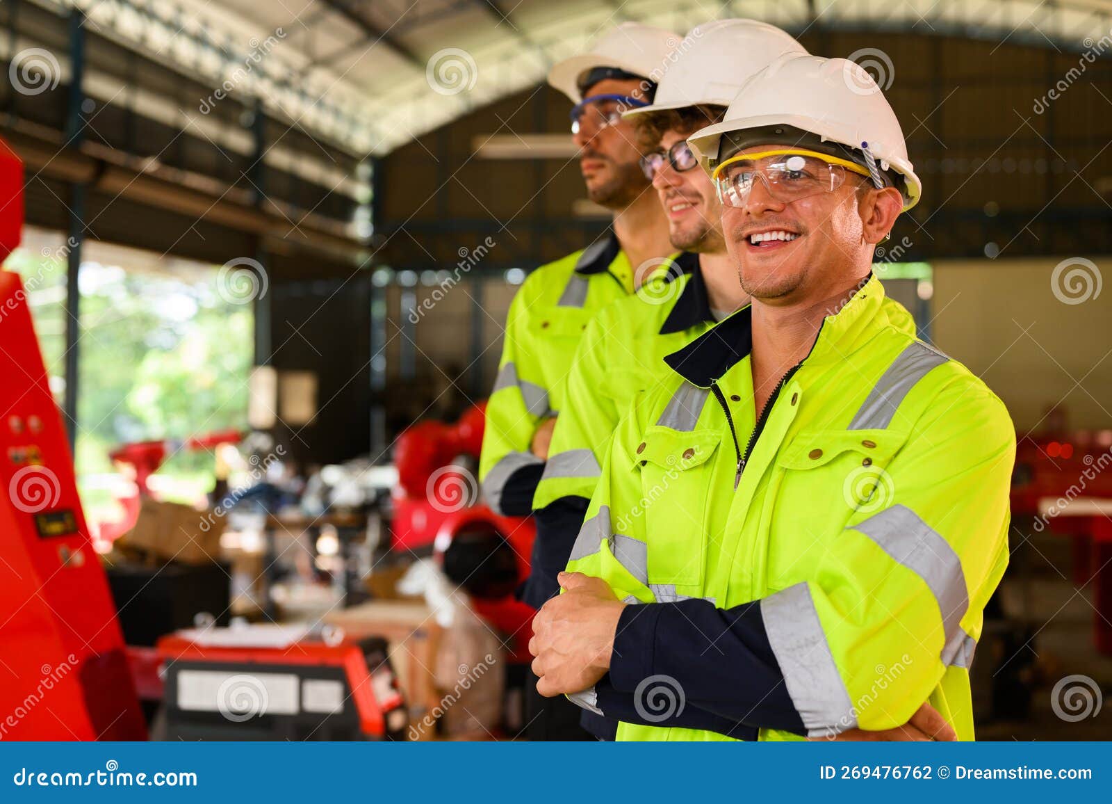 Group of Technicians Engineers Workers Posing To Camera with Smile ...