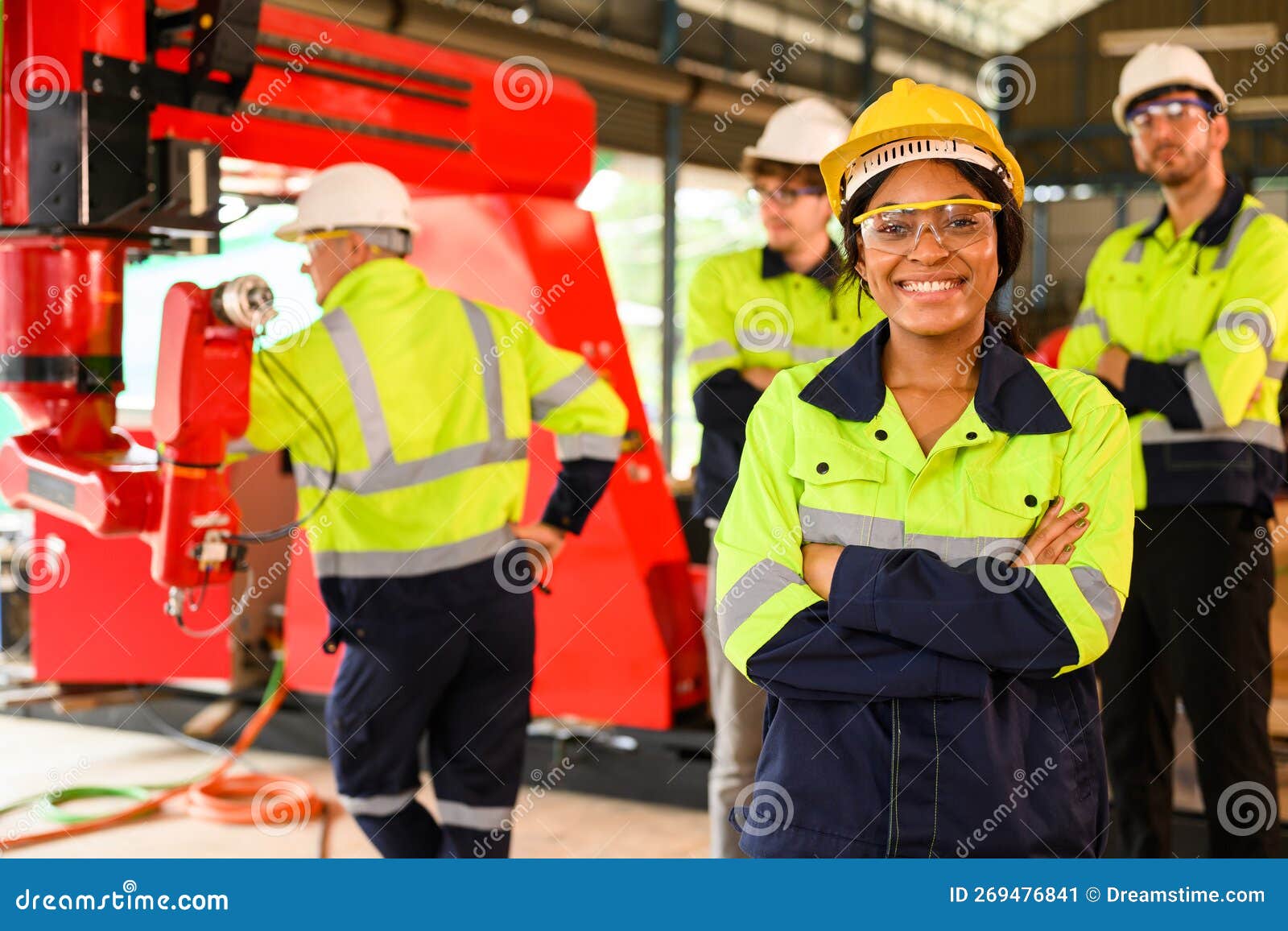Group of Technicians Engineers Workers Posing To Camera with Smile ...