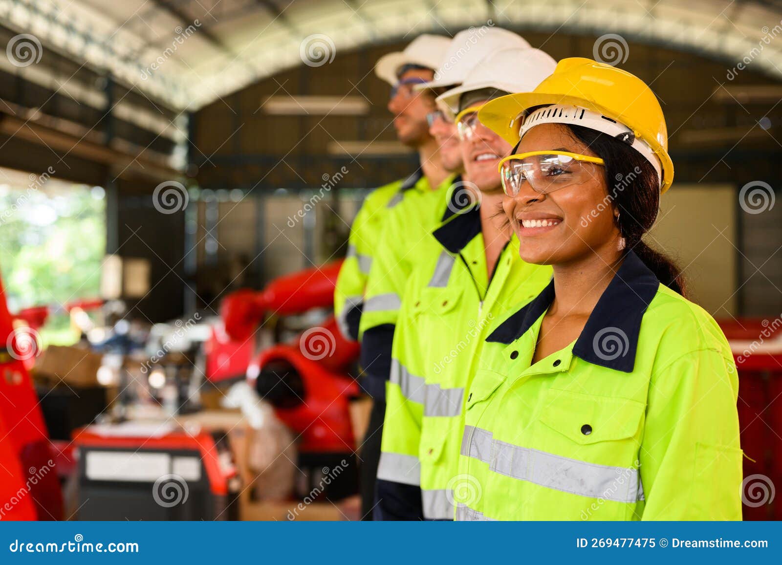 Technicians And Engineers Are Working In A Factory With Modern Machines ...