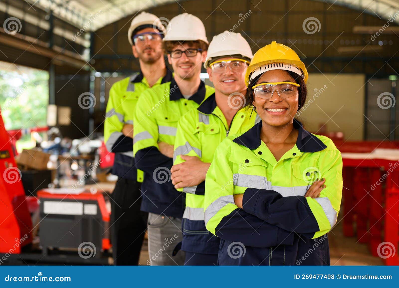 Group of Technicians Engineers Workers Posing To Camera with Smile ...