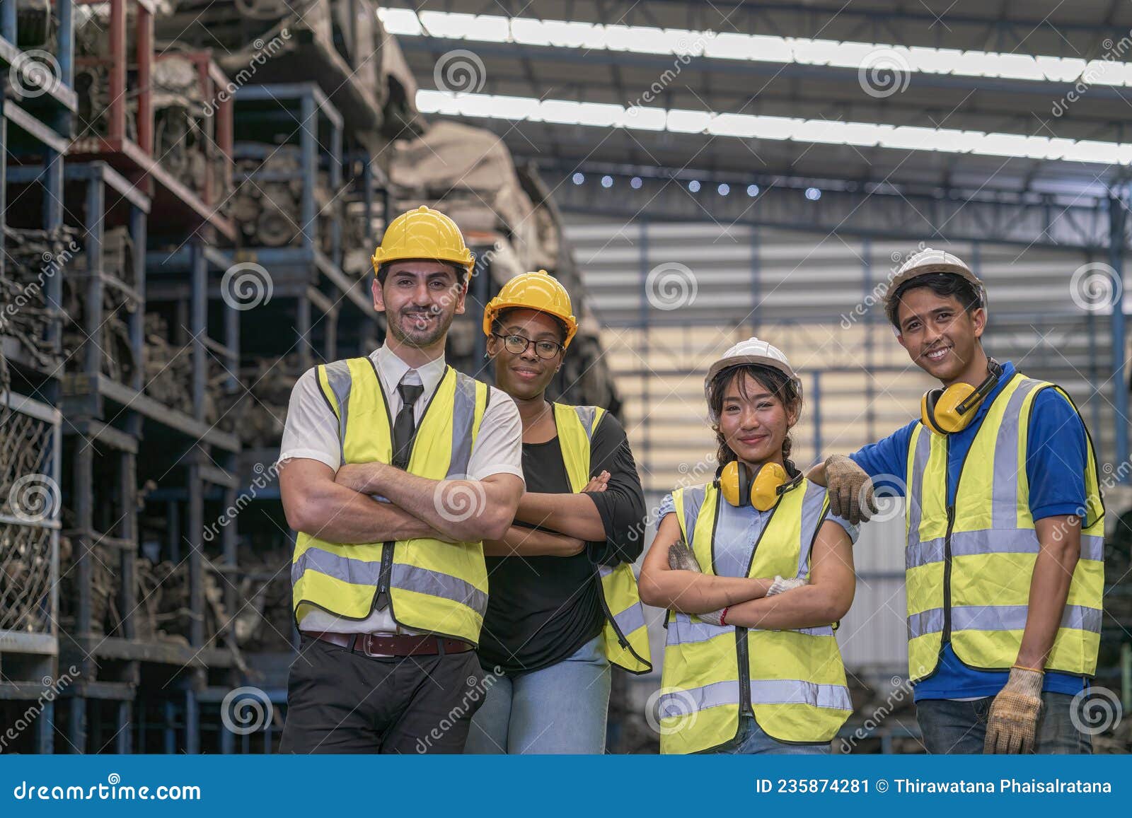 Group of Technicians or Foreman. Team of Workers and Engineer in Parts ...