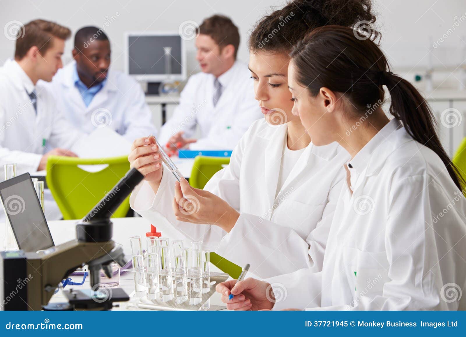 Group of Technicians Working in Laboratory Stock Image - Image of ...