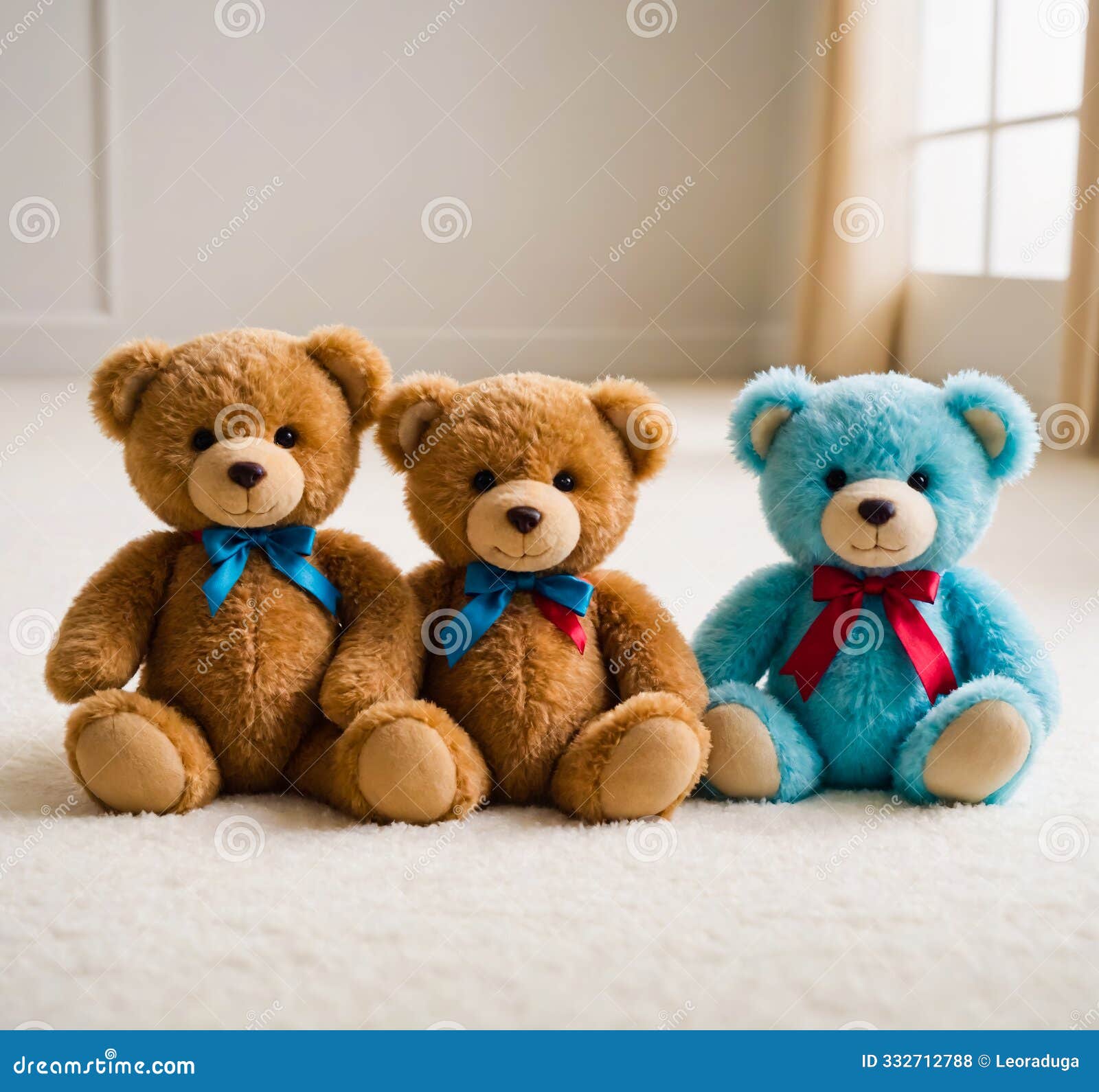 A Group of Teddy Bears Sitting on a White Carpet Stock Illustration ...