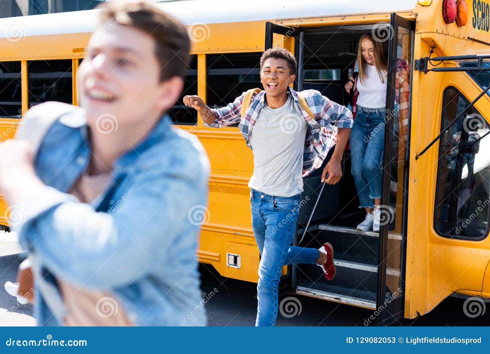 Group of Teen Students Running Out of Stock Image - Image of scholars ...