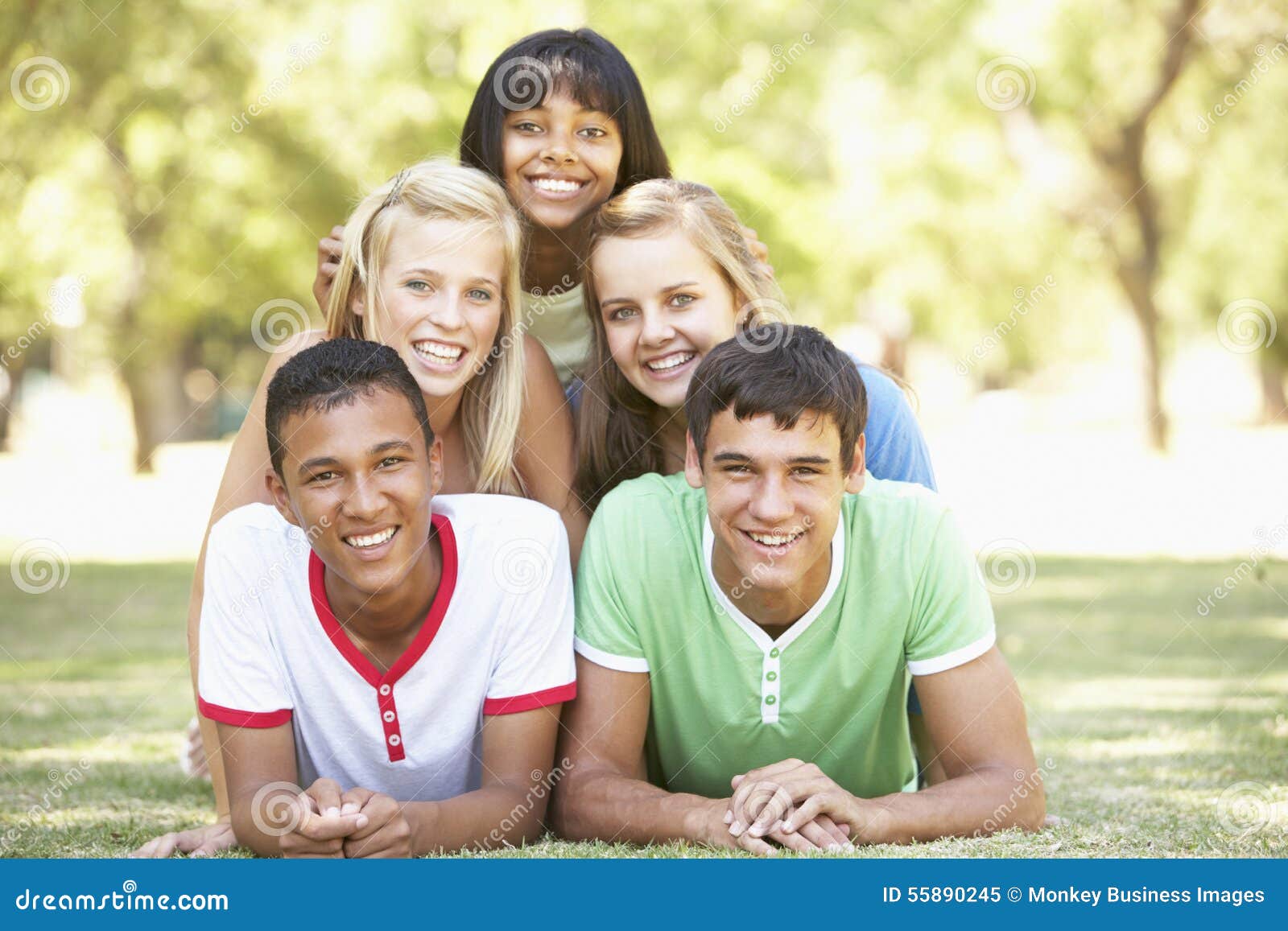 Group of Teenage Friends Having Fun in Park Stock Image - Image of ...