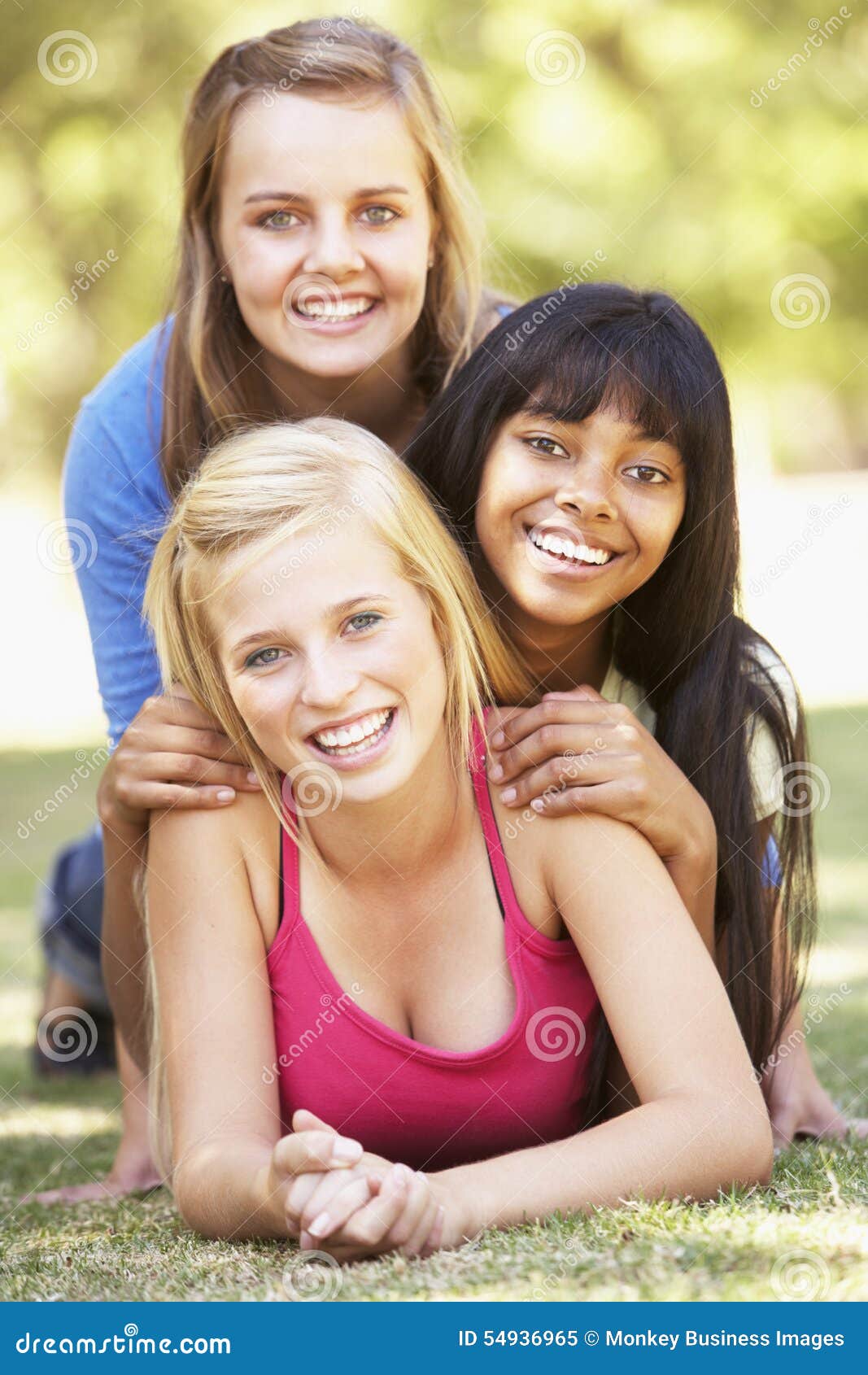 Group of Teenage Friends Having Fun in Park Stock Image - Image of ...