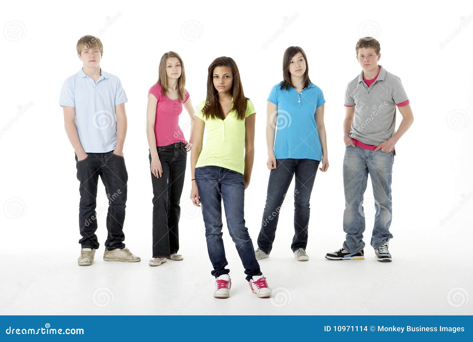 Group of Teenage Friends in Studio Stock Photo - Image of camera, five ...