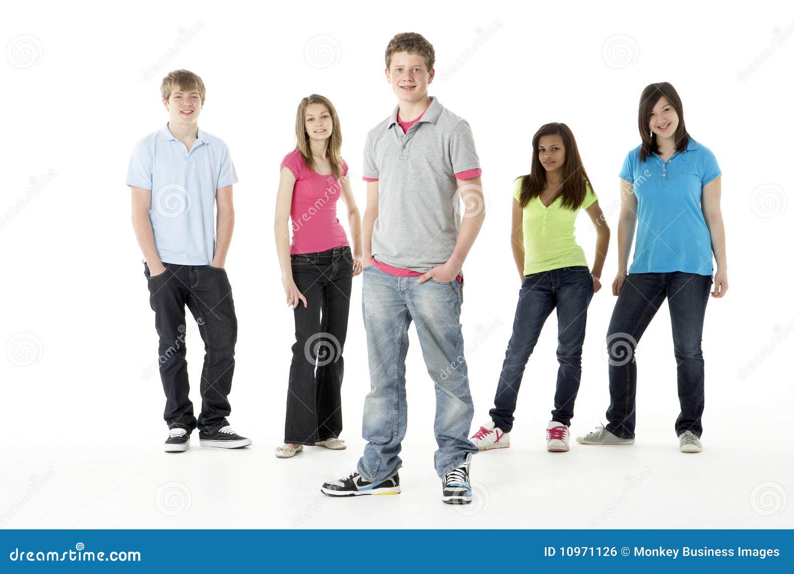 Group of Teenage Friends in Studio Stock Photo - Image of stand, group ...