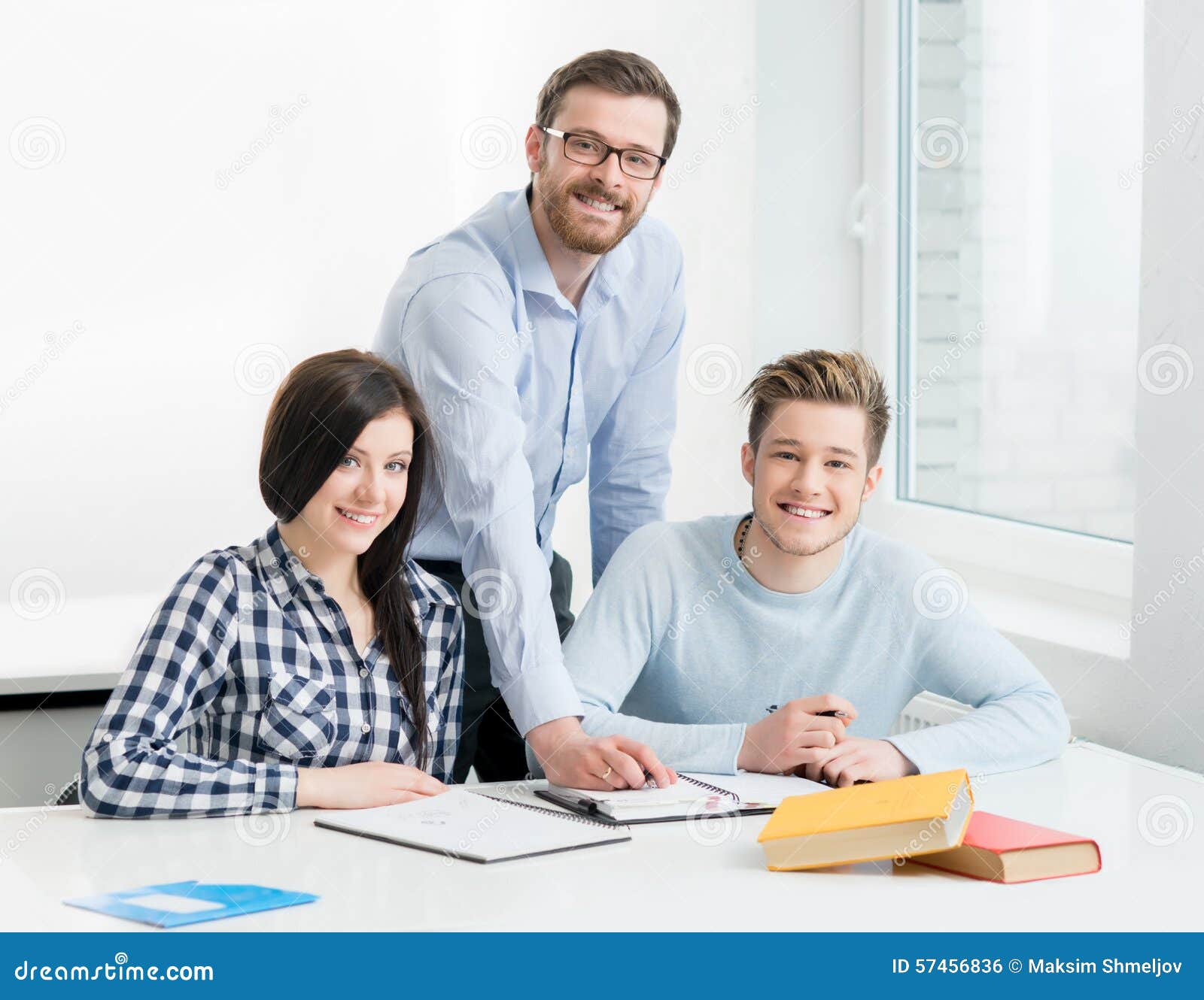 Group of Teenage Students Studying at the Lesson in the Classroo Stock ...