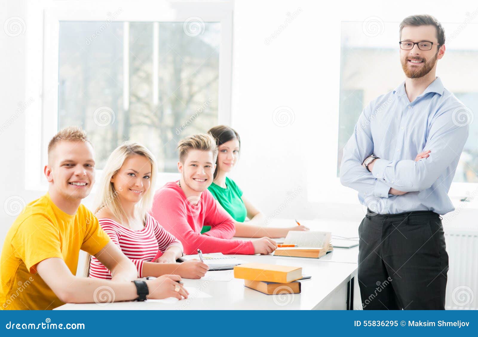 Group of Teenage Students Studying at the Lesson Stock Image - Image of ...