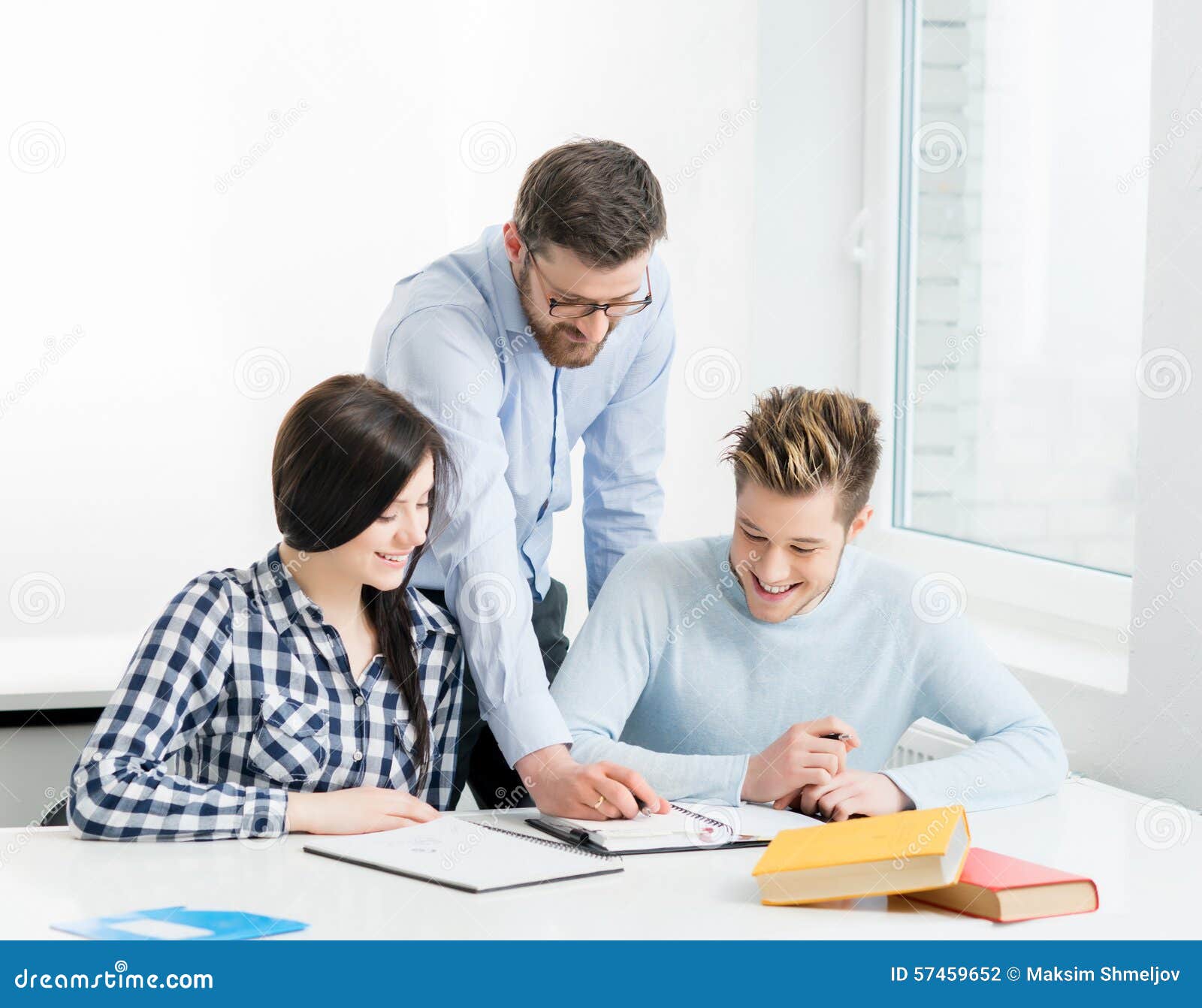 Group of Teenage Students Studying at the Lesson in the Classroom Stock ...