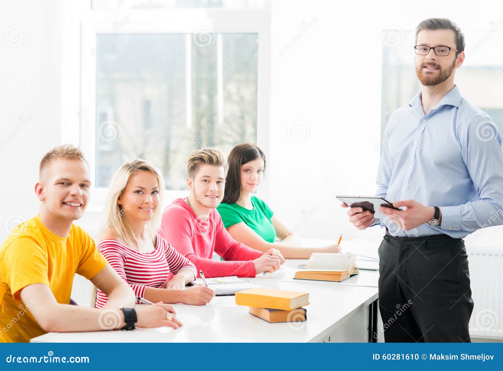 Group of Teenage Students Studying at the Lesson in the Classroom Stock ...