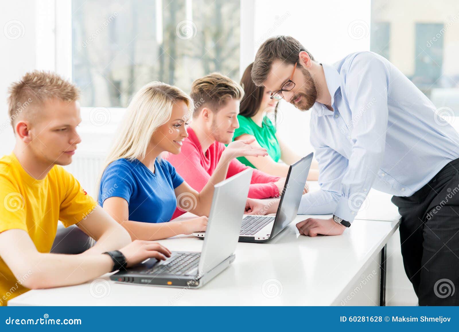 Group of Teenage Students Studying at the Lesson in the Classroom Stock ...