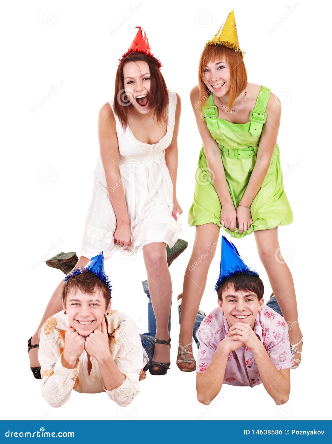 Group of Teenager in Party Hat. Stock Photo - Image of girl, caucasian ...