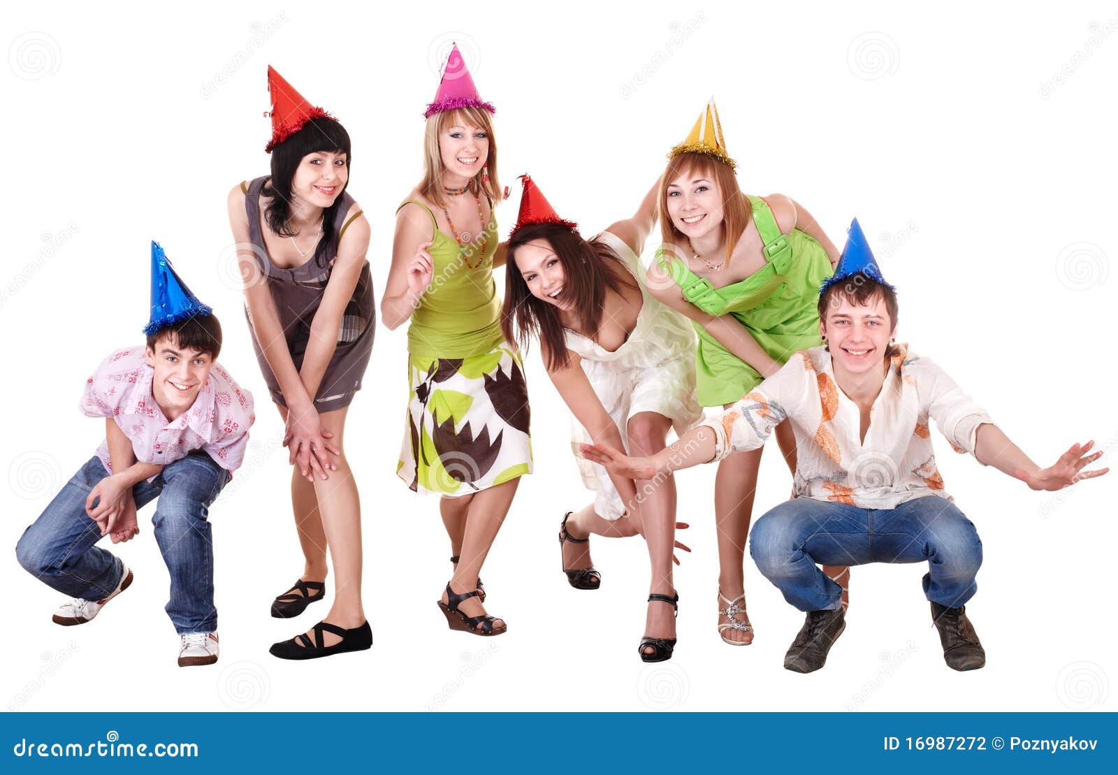 Group of Teenager in Party Hat. Stock Photo - Image of isolated ...