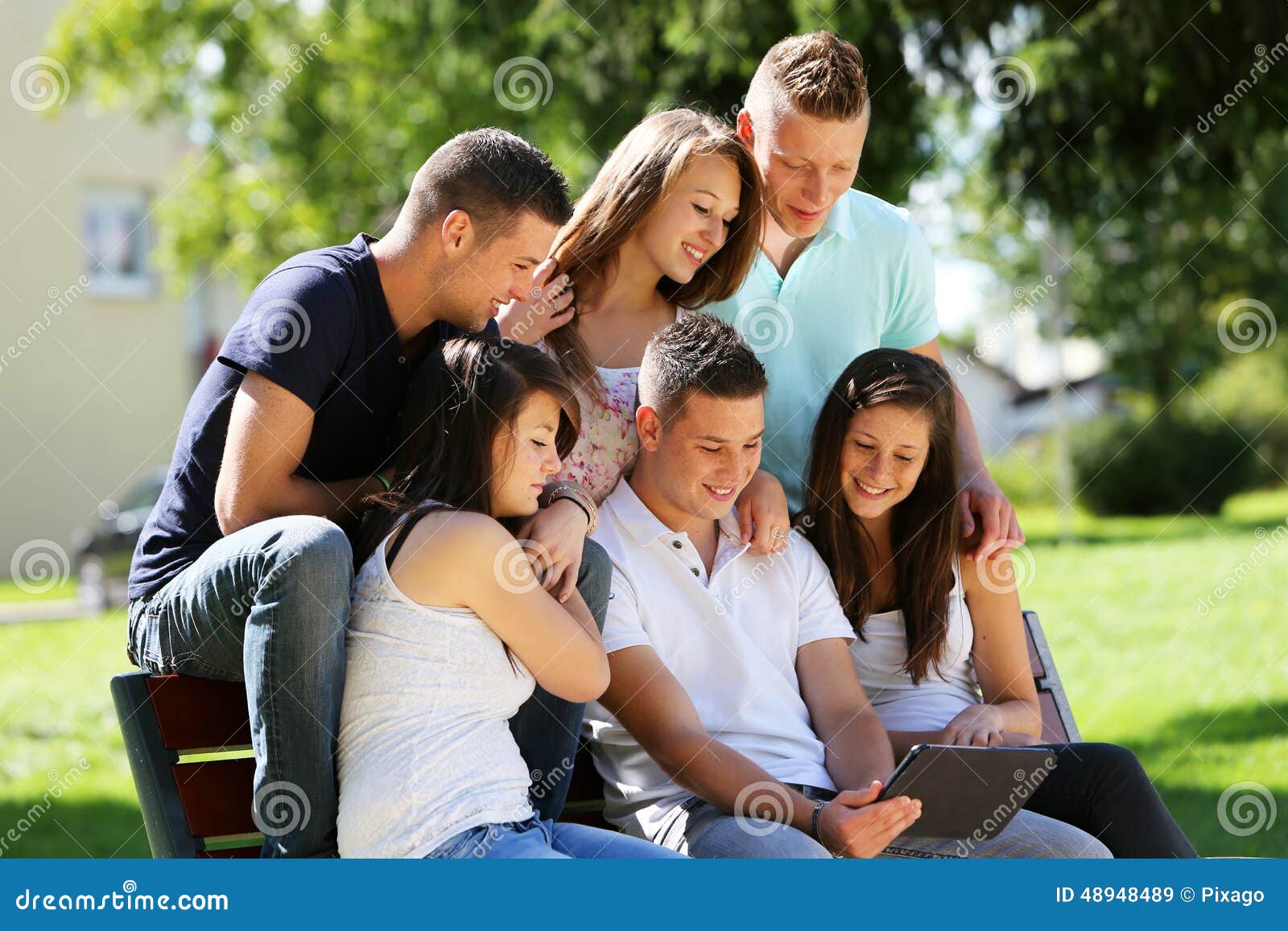 Group teenager and tablet stock image. Image of campus - 48948489