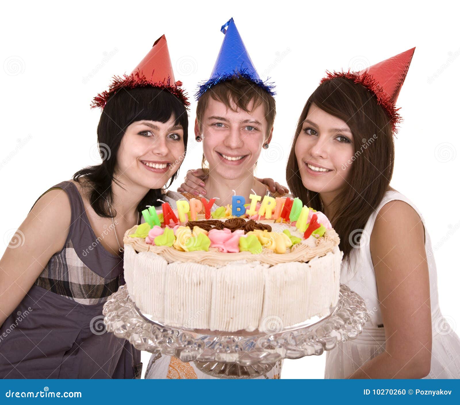 Group of Teenagers Celebrate Happy Birthday. Stock Photo - Image of ...