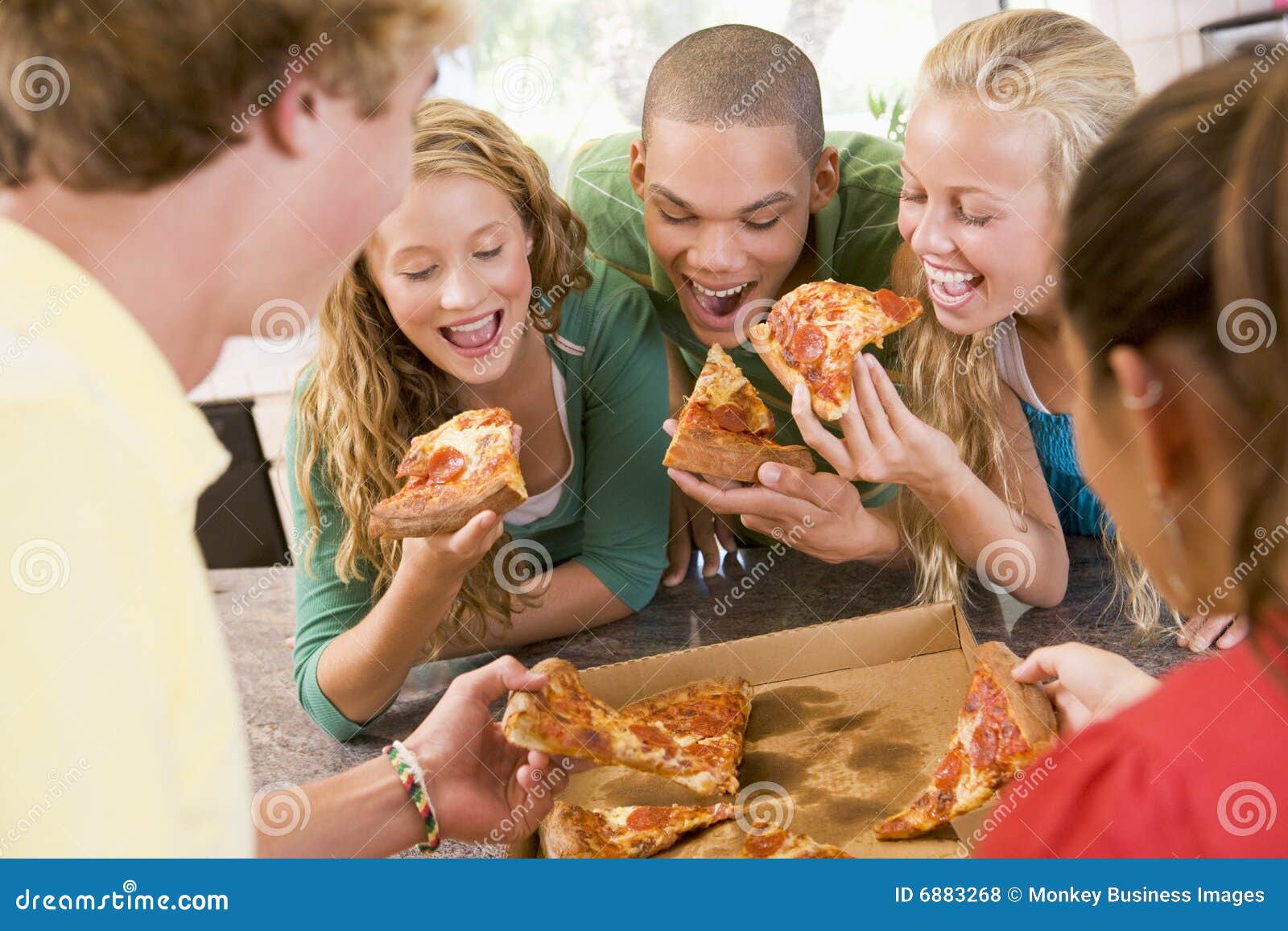 Group Of Teenagers Eating Pizza Royalty Free Stock Photos - Image: 6883268