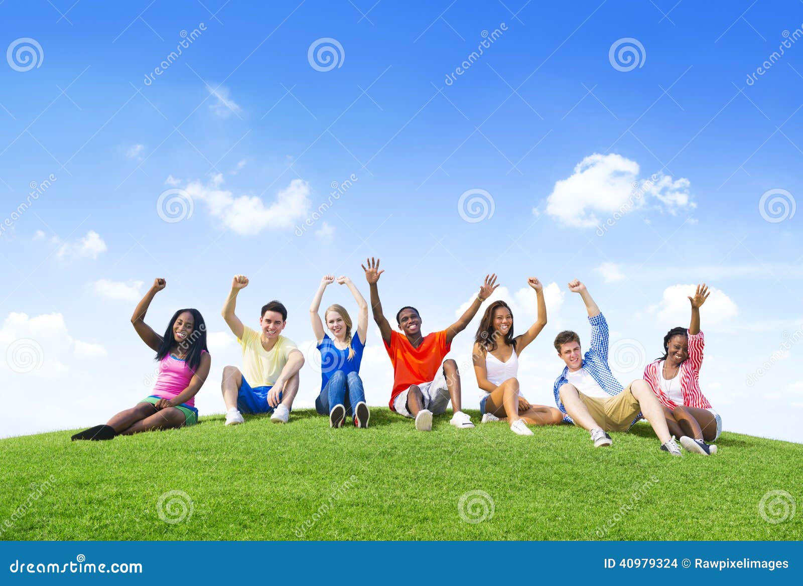 Group of Teenagers Having Fun on the Hills Stock Photo - Image of ...