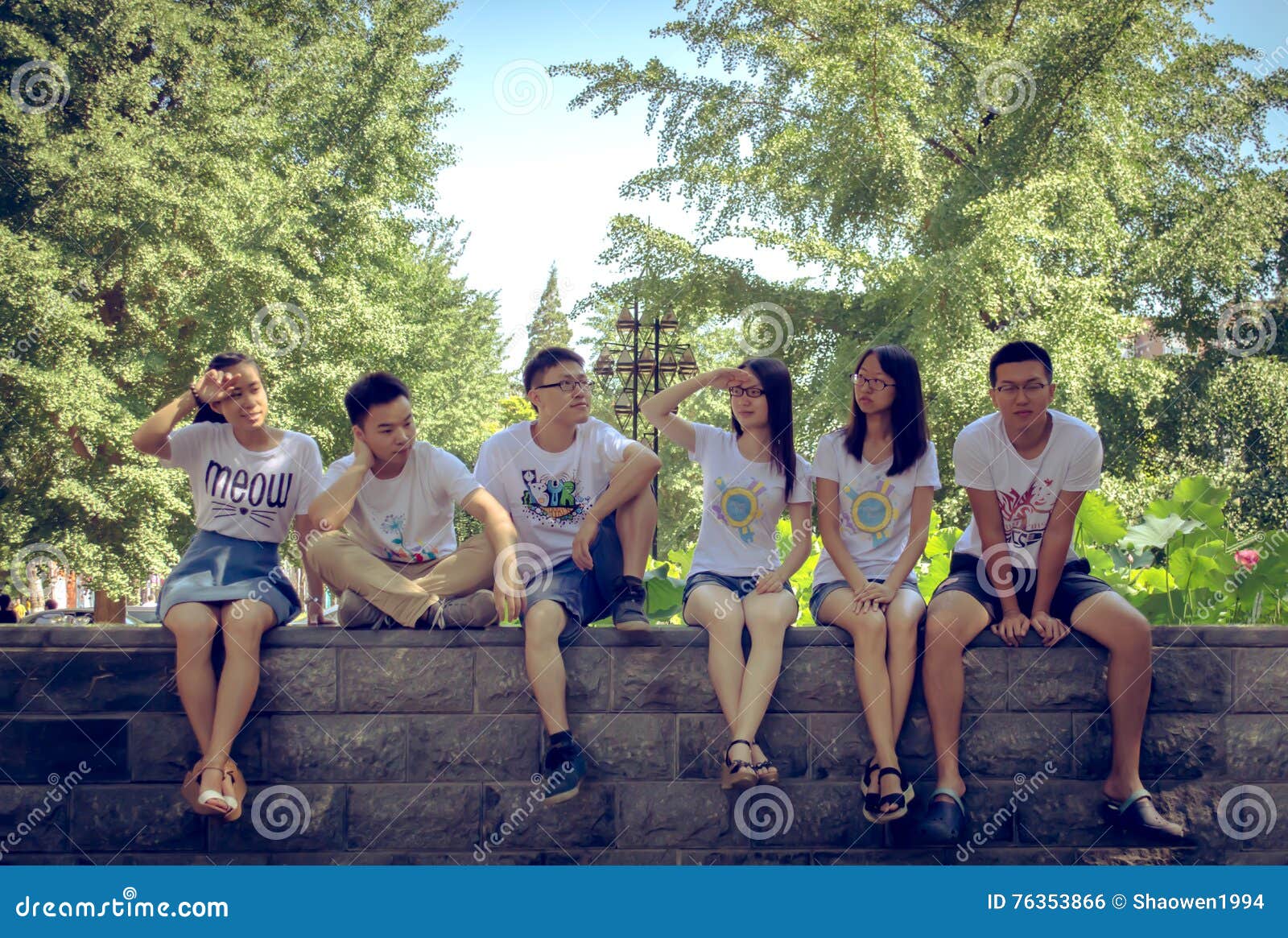 Group of Teenagers Having Fun Stock Photo - Image of looking, raised ...