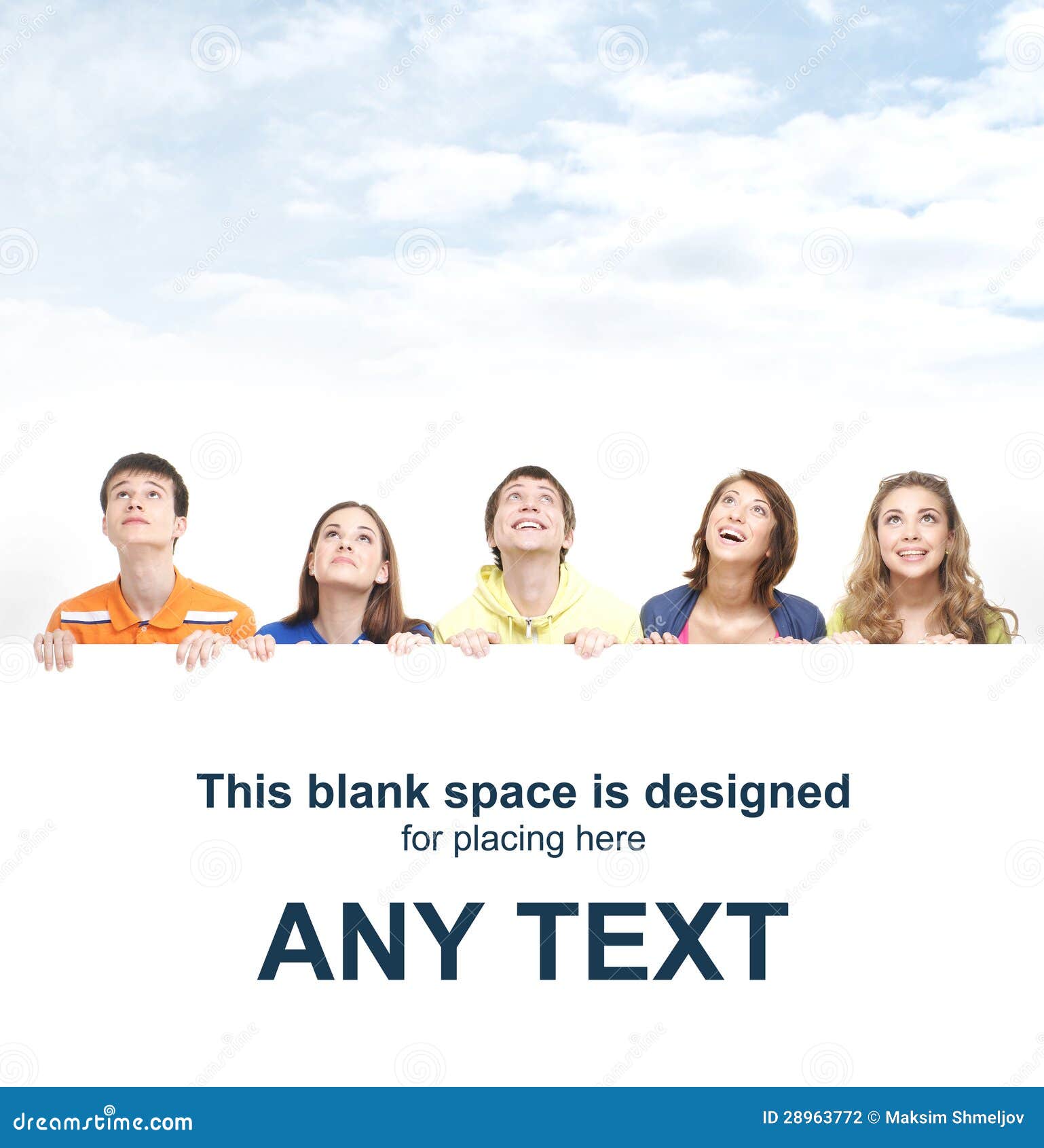 A Group of Teenagers Holding a Large White Banner Stock Photo - Image ...