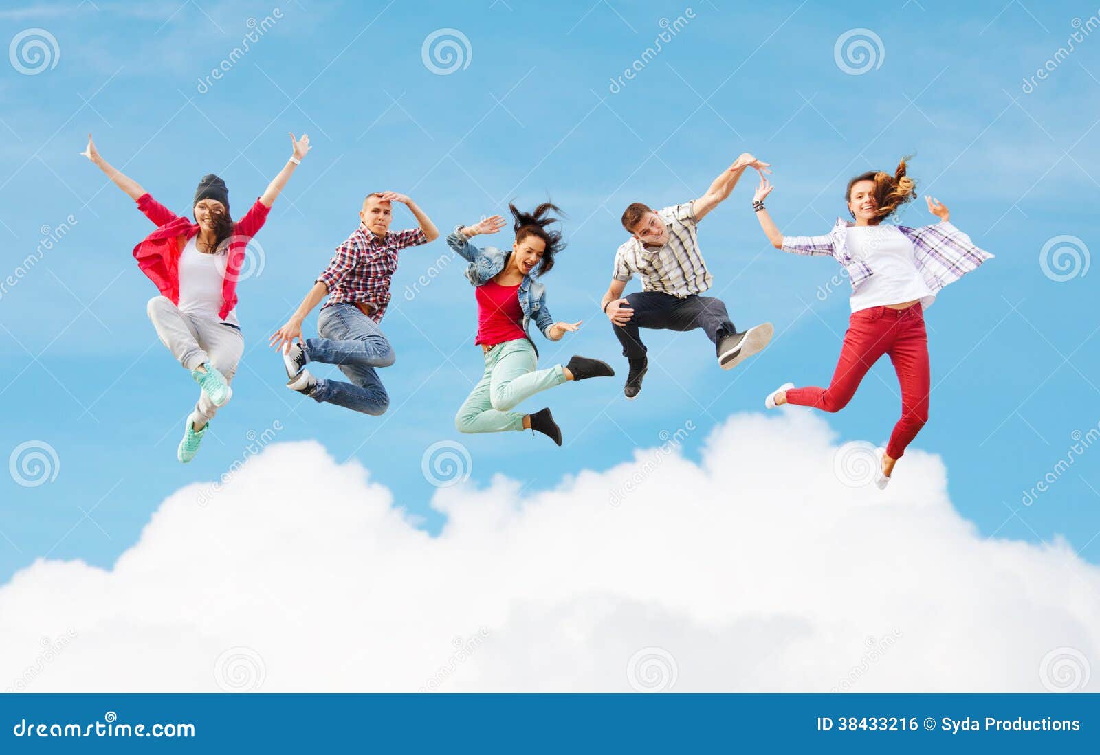 Group of teenagers jumping stock photo. Image of funky - 38433216