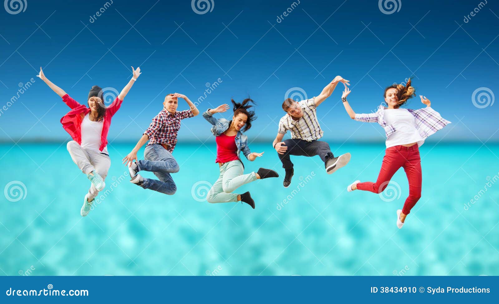Group of teenagers jumping stock photo. Image of dance - 38434910