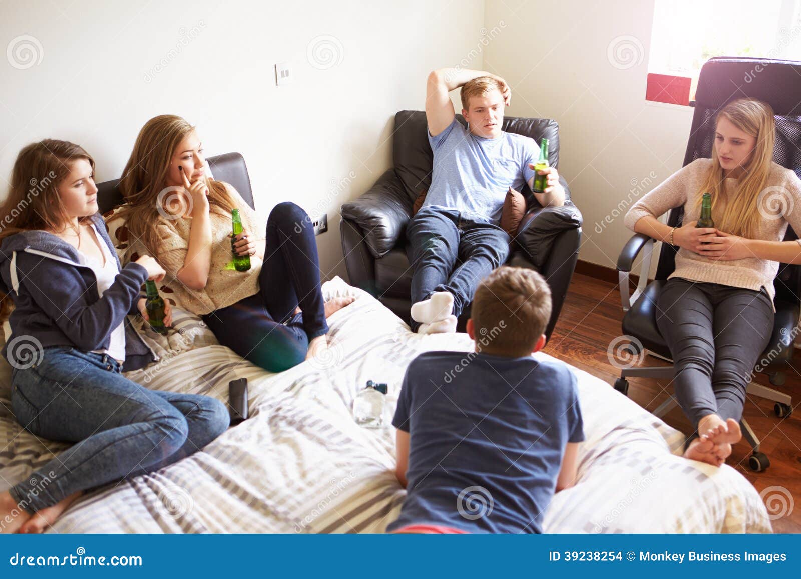 Group of Teenagers Relaxing in Bedroom Stock Photo - Image of caucasian ...