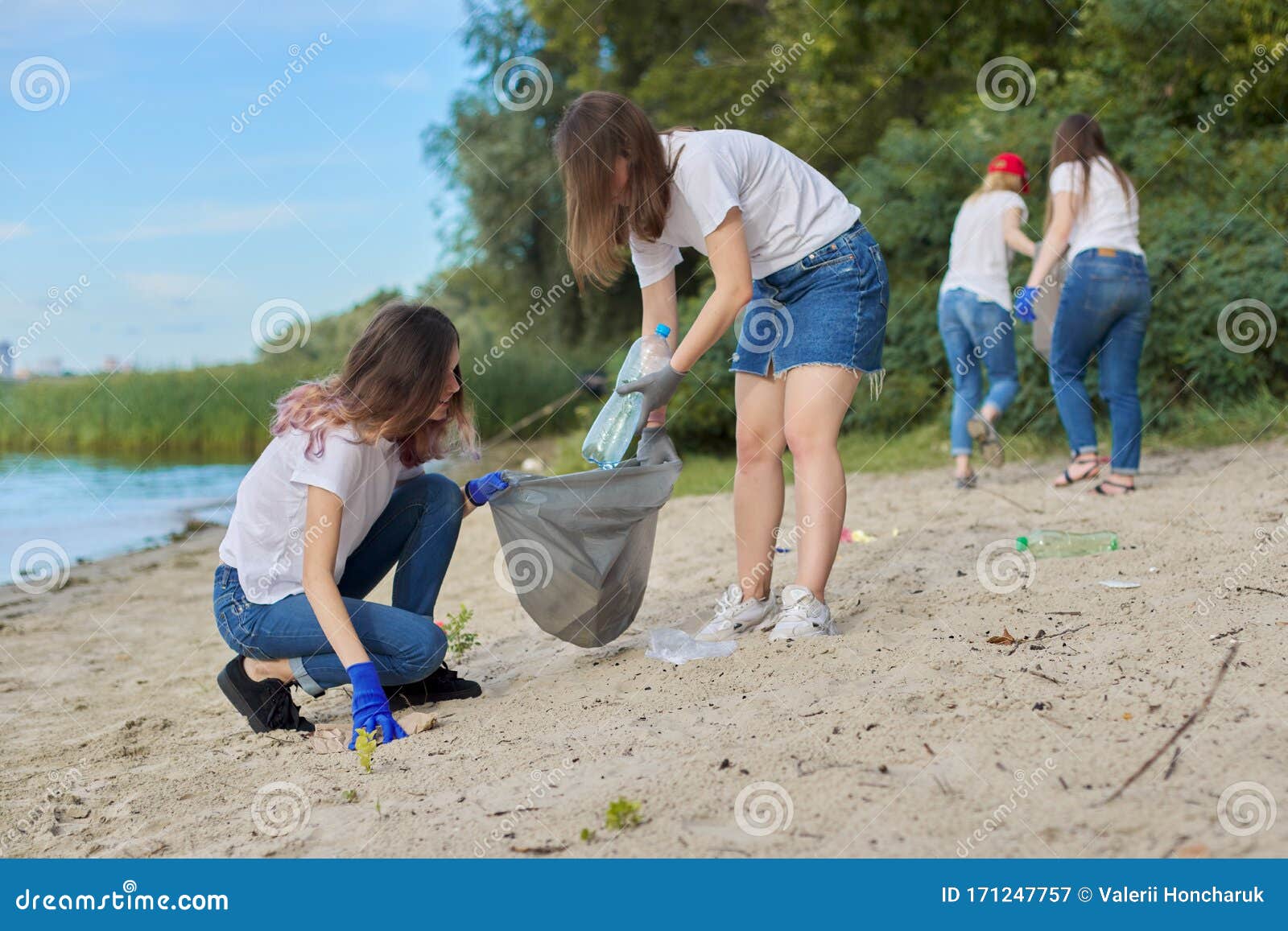 Group of Teenagers on Riverbank Picking Up Plastic Trash in Bags Stock ... Group of Teenagers on Riverbank Picking Up Plastic Trash in Bags Stock ...