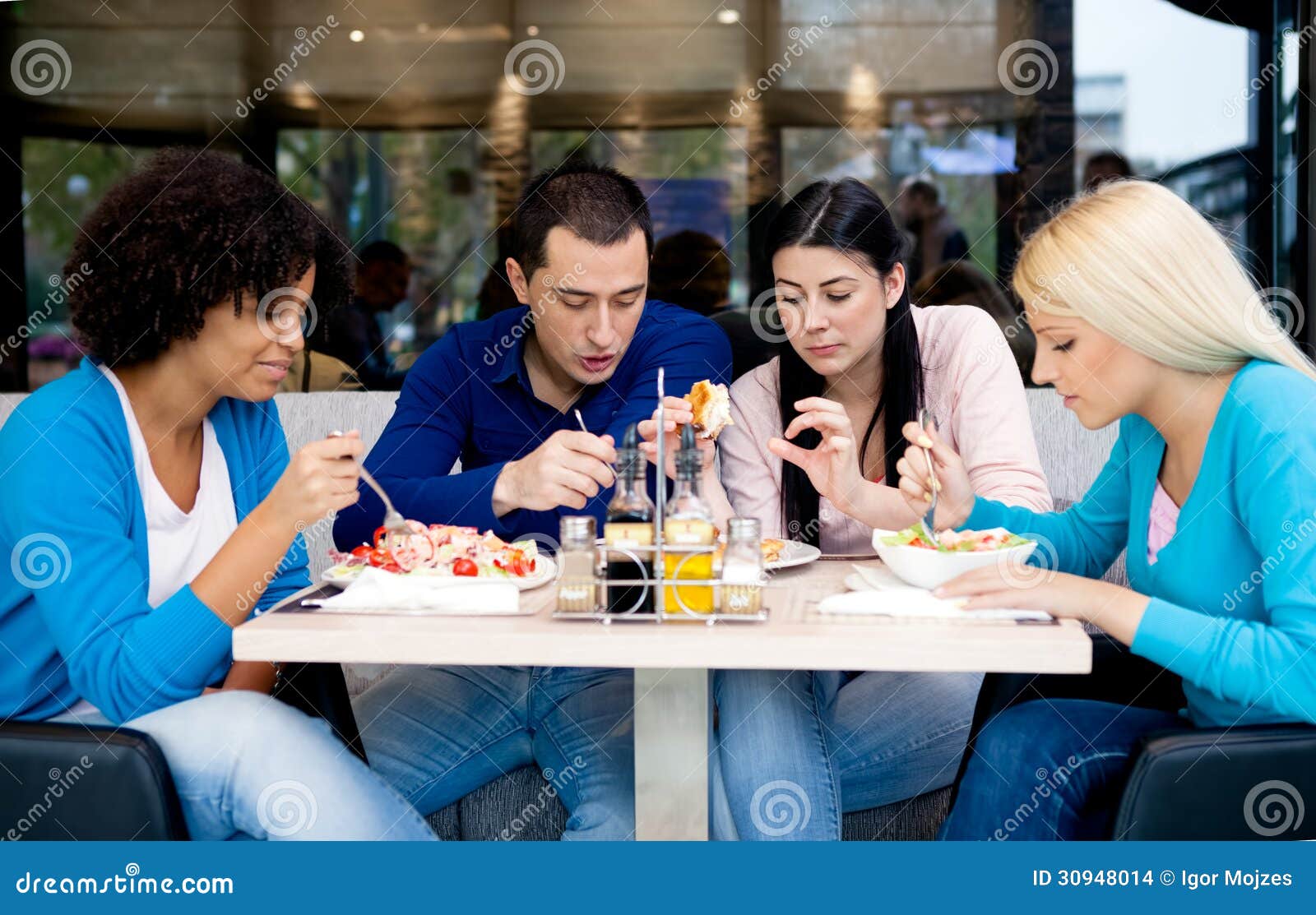 Group of Teenagers Students on Lunch Stock Photo - Image of multiethnic ...
